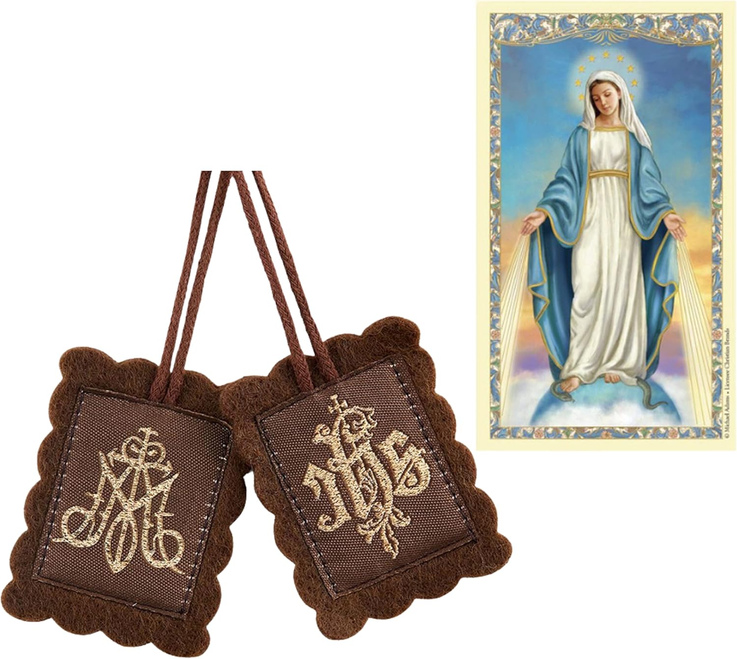 Scapular Catholic Necklace Brown Wool Embroidered Scapulars ...