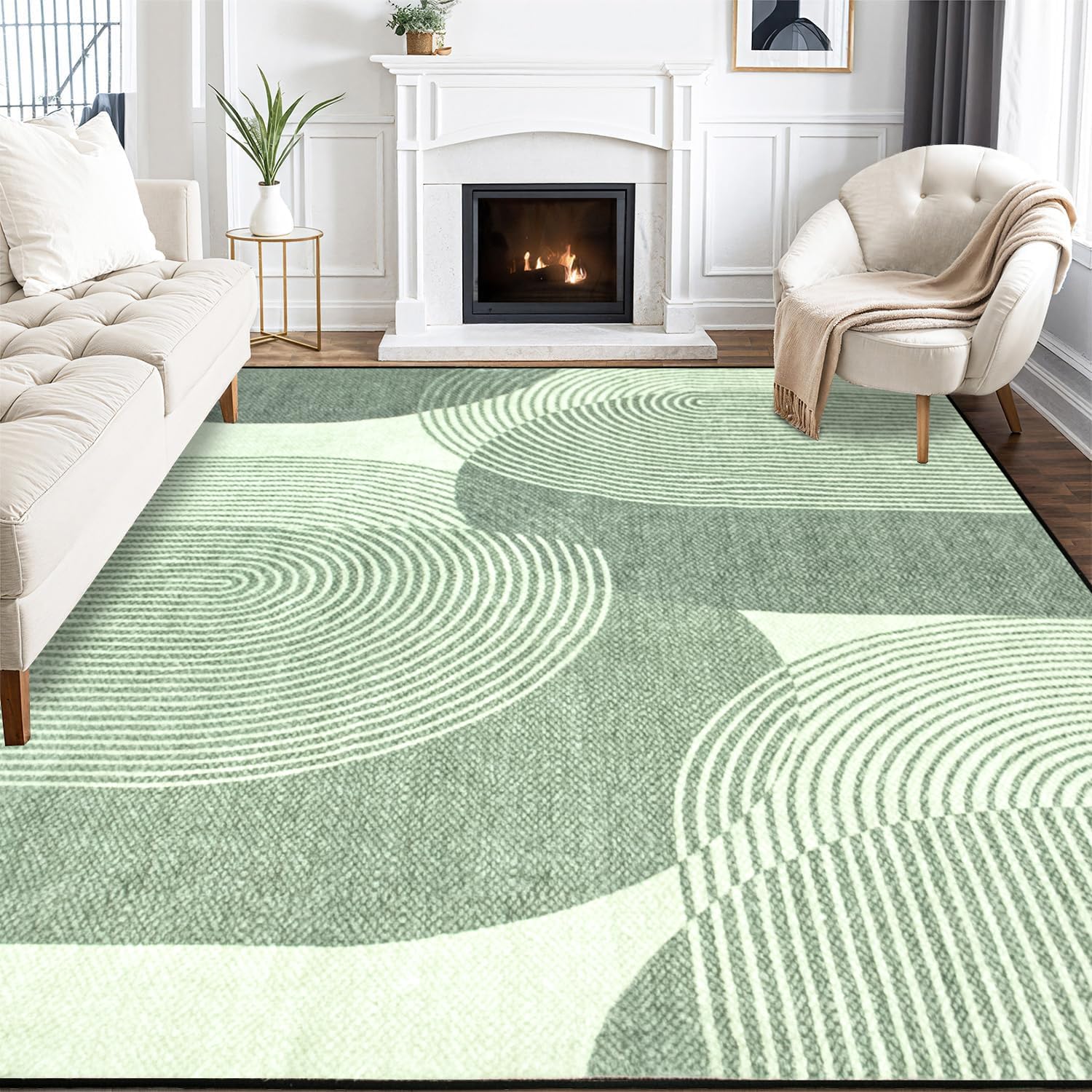 RTBQJ-AT Green Rugs Living Room 200x300cm, Non Slip Rug Modern ...