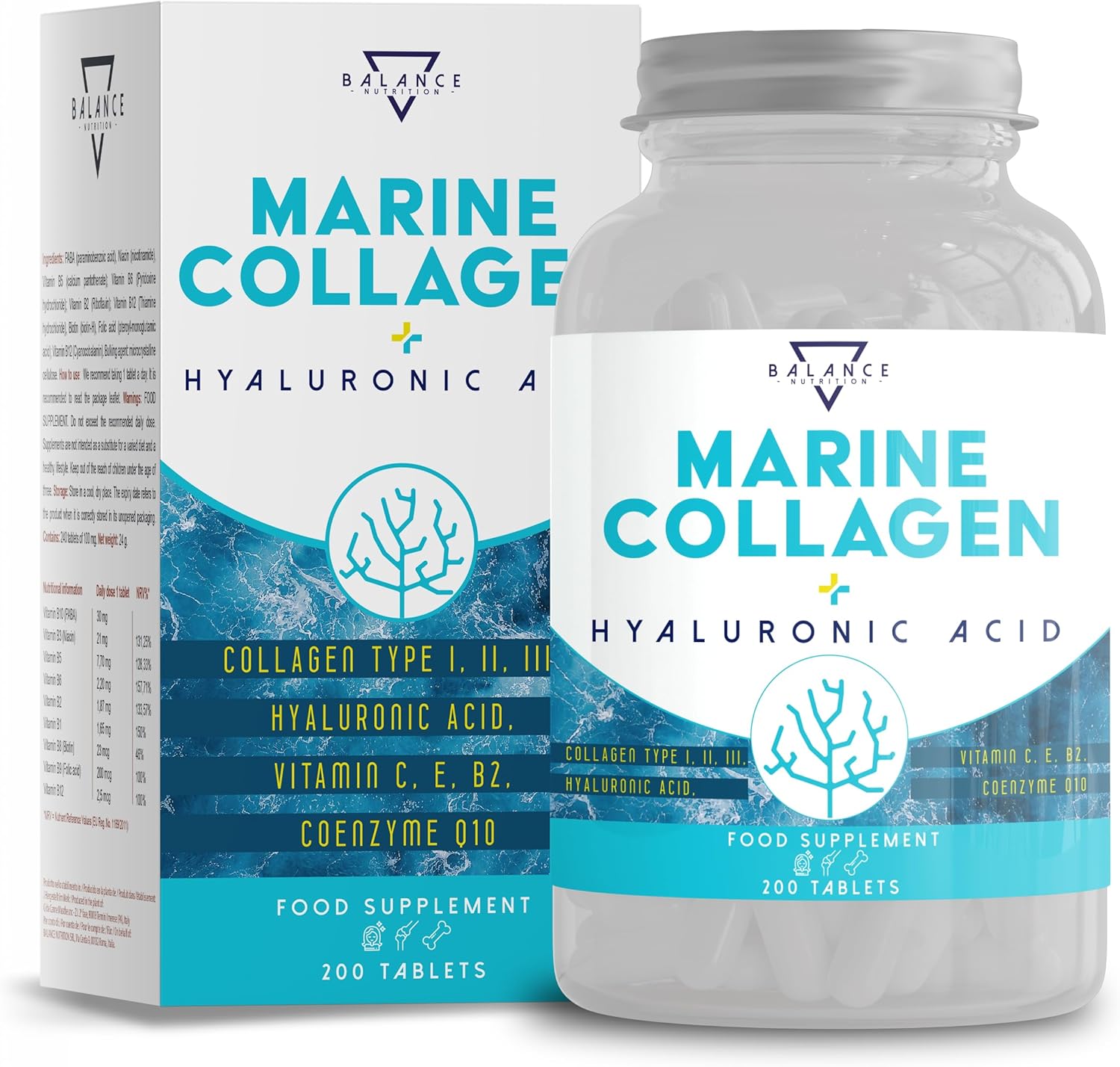 COLLAGENE MARIN® - 200 Comprimés | Collagene et Acide Hyaluronique ...