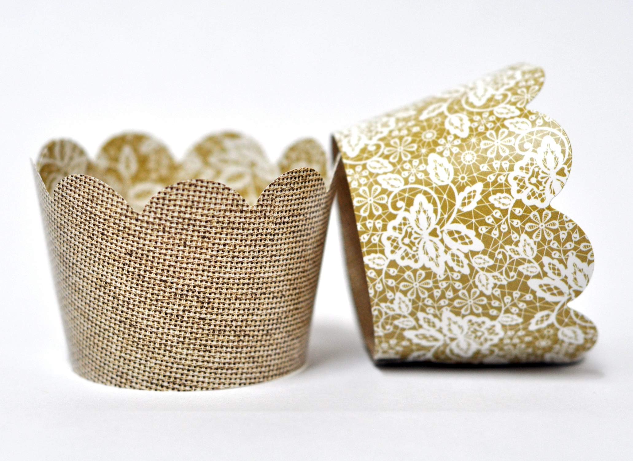 Amazon.com: 120 Pcs Wood Grain Cupcake Wrappers Woodland Cupcake ...