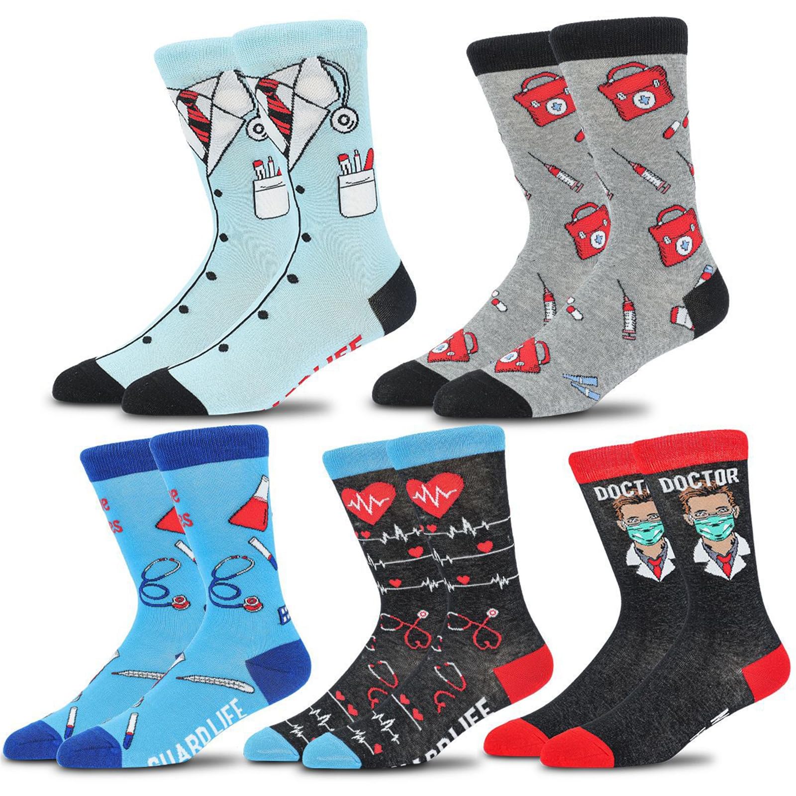 Amazon.com: SIDIMELO 5-Pack Unisex Hospital Theme Crew Socks,Funny ...