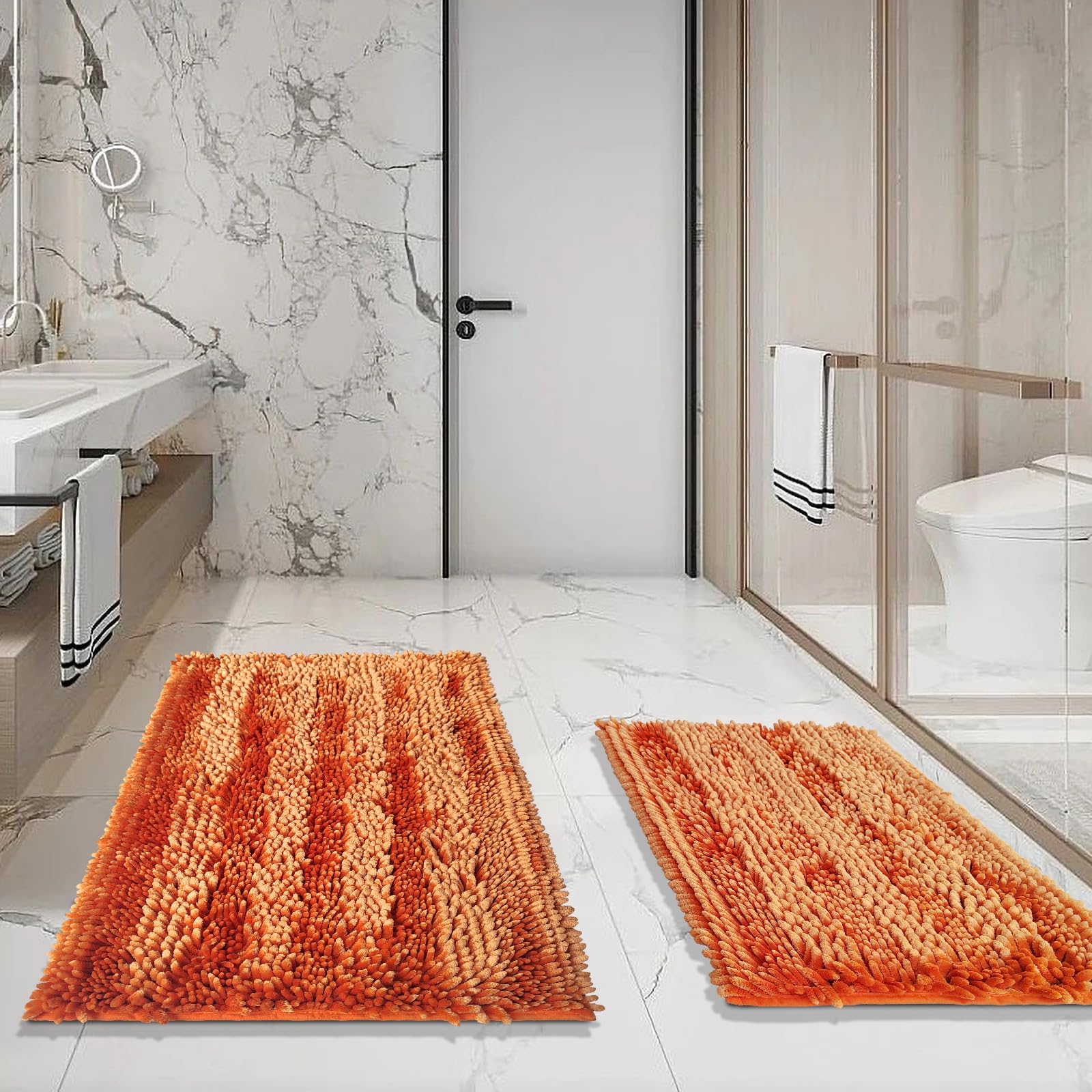 Amazon.com: MIIUJJIR Orange Bathroom Rugs Sets 2 Piece, Extra Soft and ...