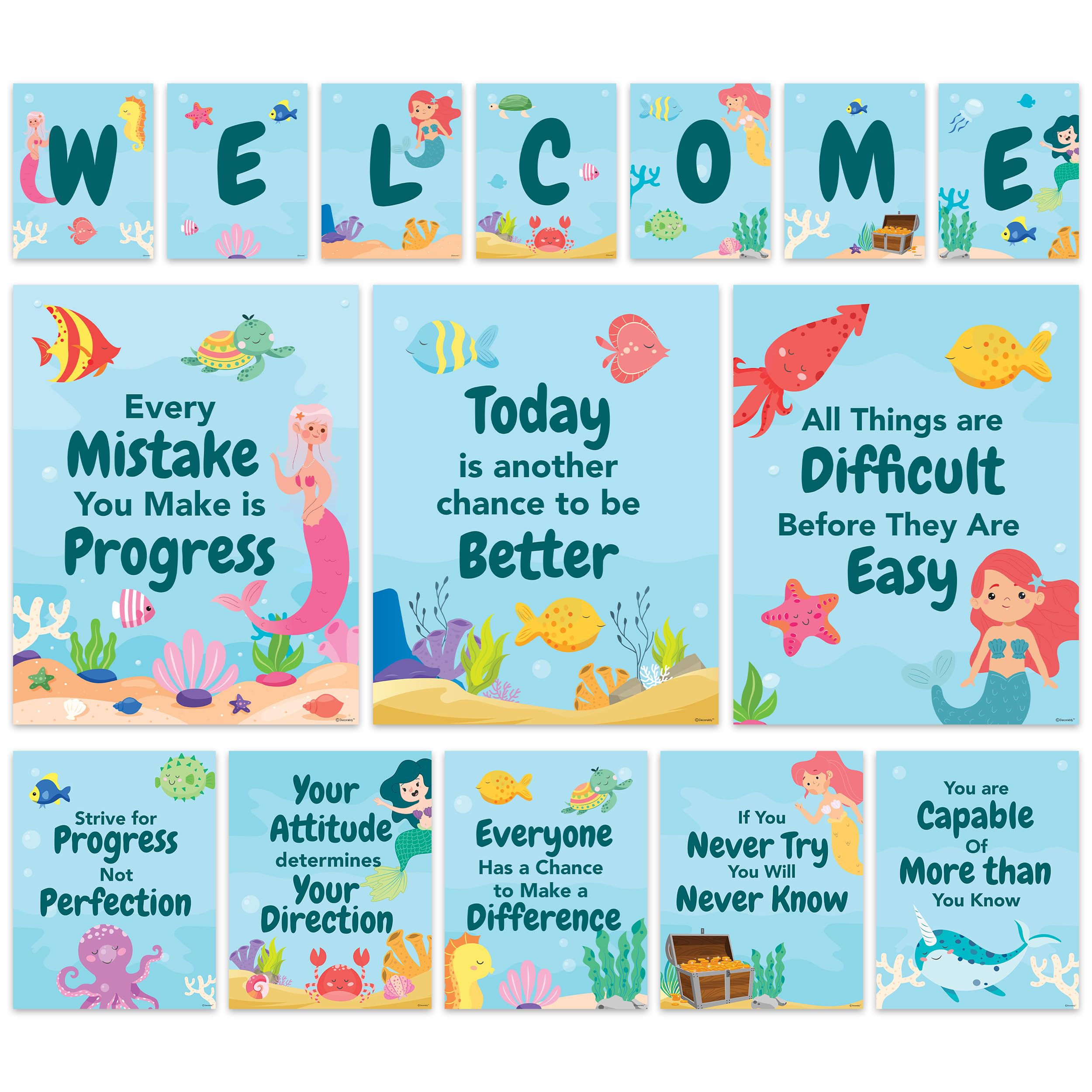 Snapklik.com : Decorably 15 Under The Sea Welcome Posters Classroom ...
