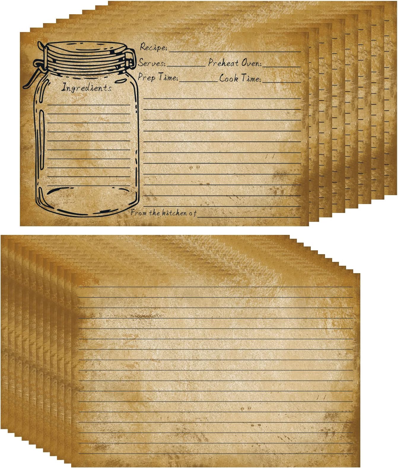 100 Count Recipe Cards, Recipe Cards 4x6 Inch, 4x6 Double Sided ...