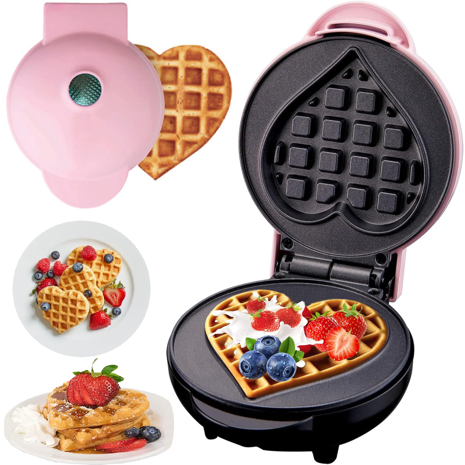 Mini Wafflera Eléctrica de Forma corazón,con Doble Planchas ...