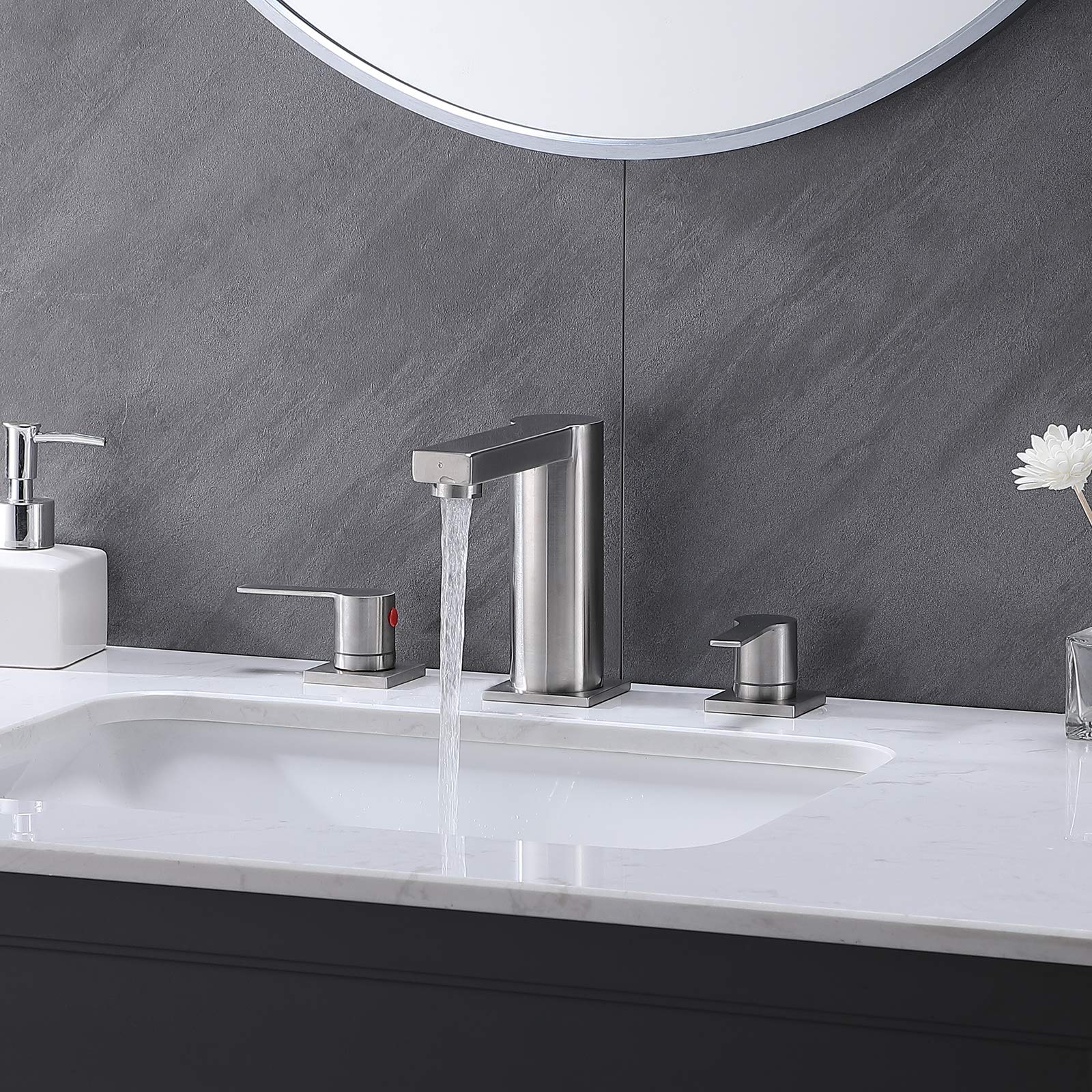 Ufaucet Modern Commercial 2 Handle 3 Holes Widespread Stainless Steel ...