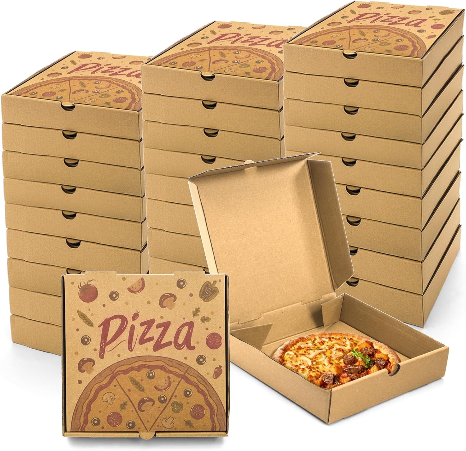 Amazon.com: Covzoe 40 Pack Pizza Boxes, 7.3 x 7.3 x 1.6 Inch Kraft ...