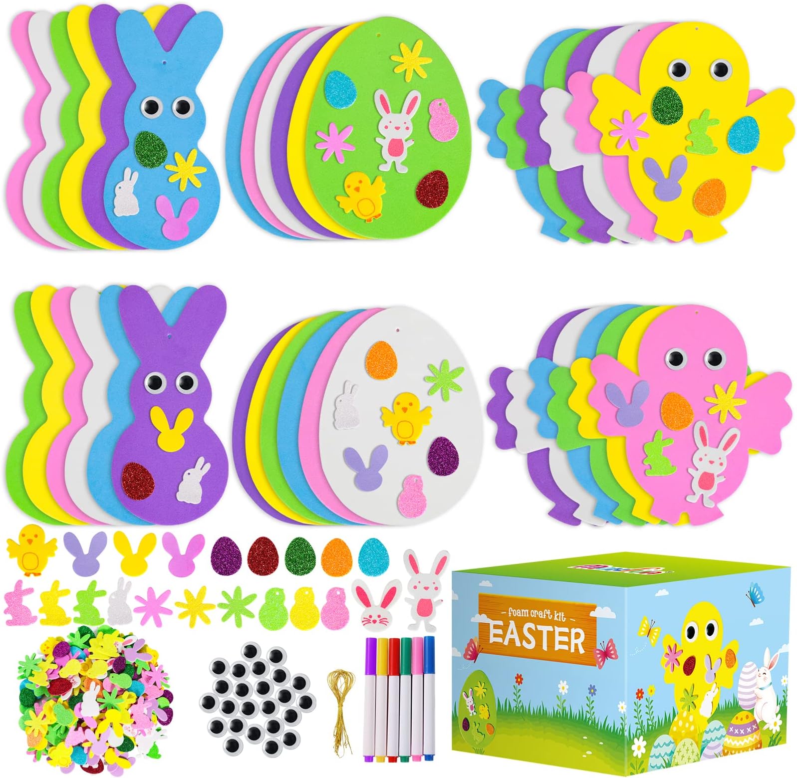Amazon.com: 36 Sheets Easter Stickers Crafts for Kids, Easter Basket ...
