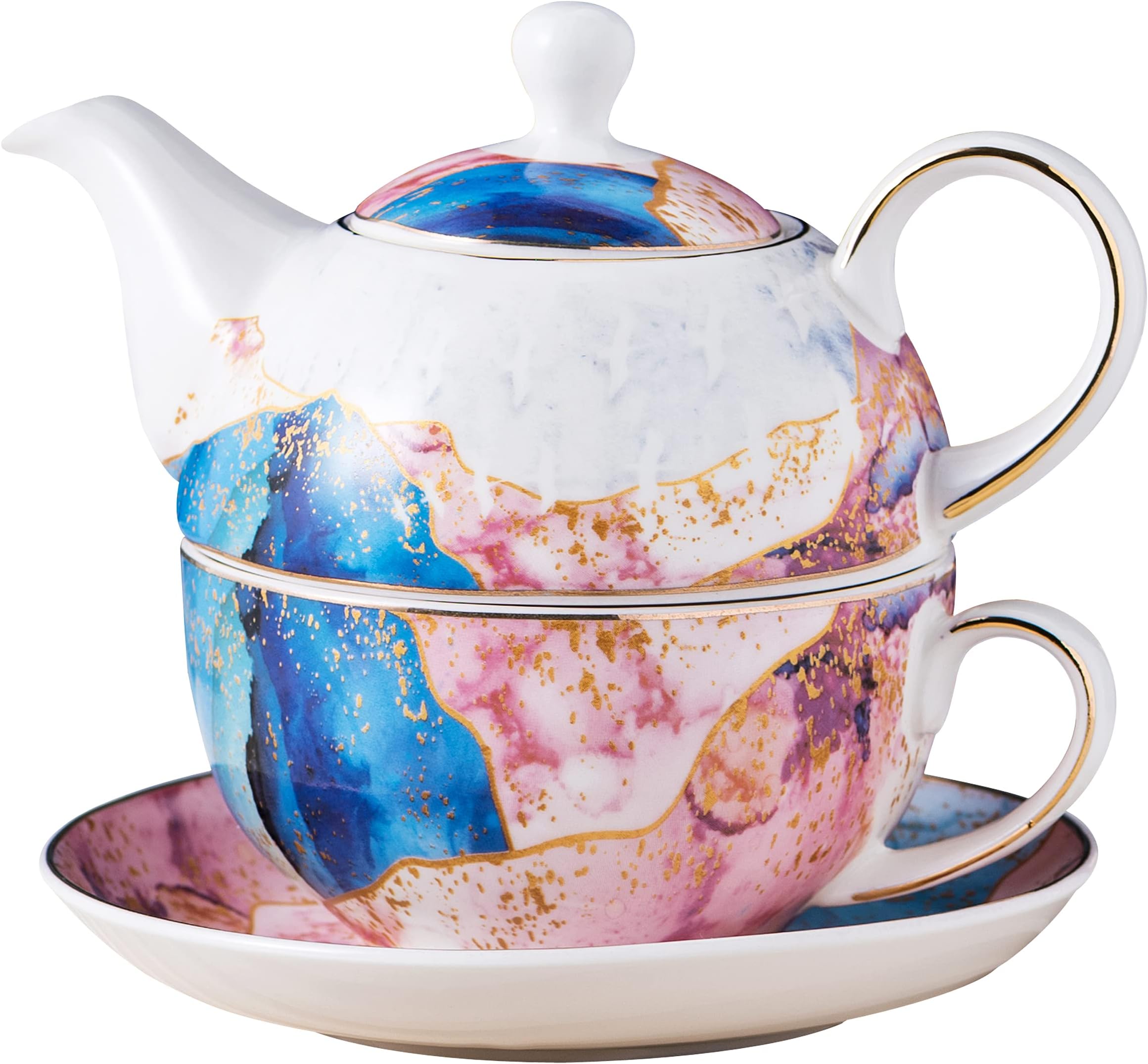 Amazon.com | Jusalpha Dark Turquoise Green Fine China 16 OZ Teapot- Tea ...