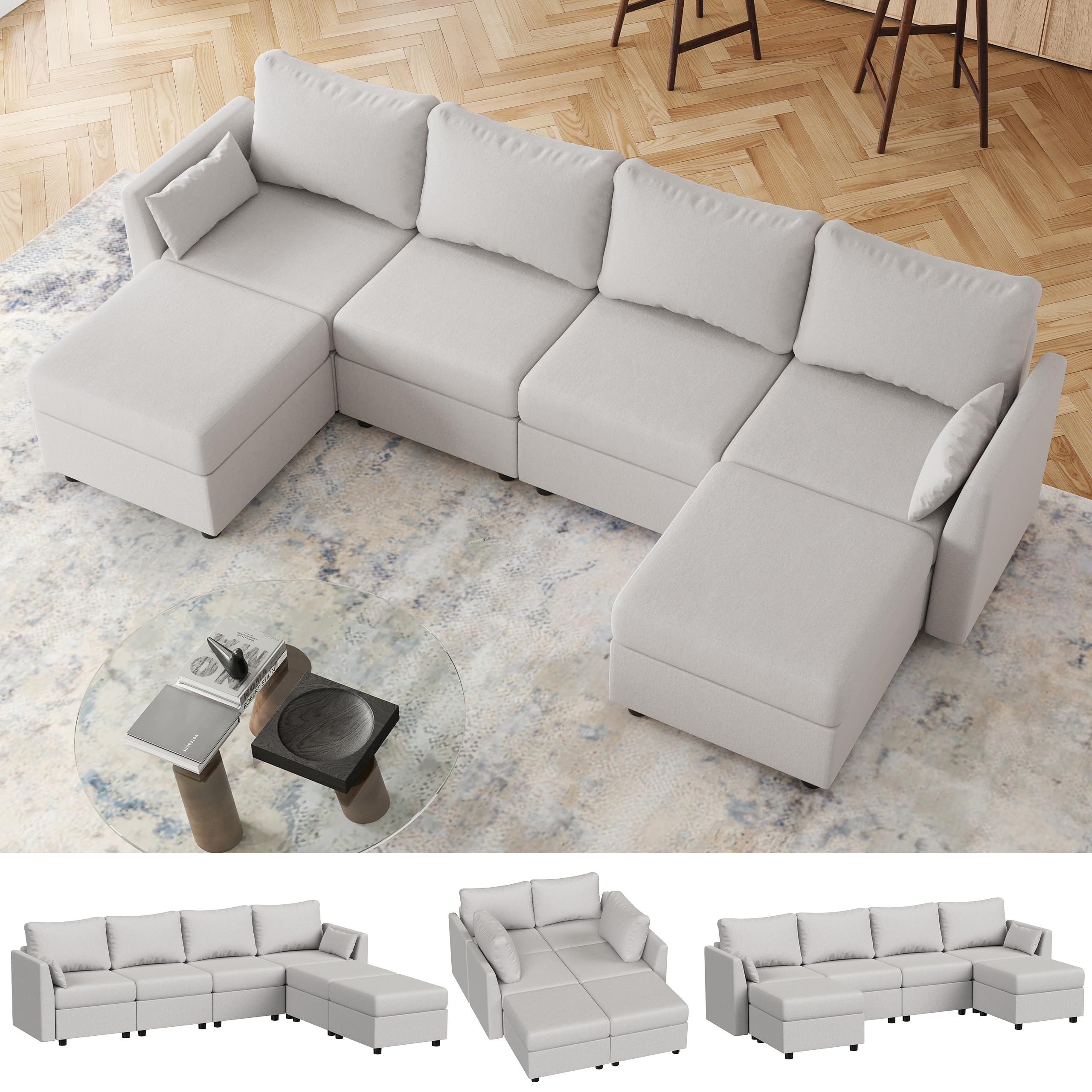 Amazon Huatean Home 110 24 Modular Sectional Sofa 6 Seat Modular