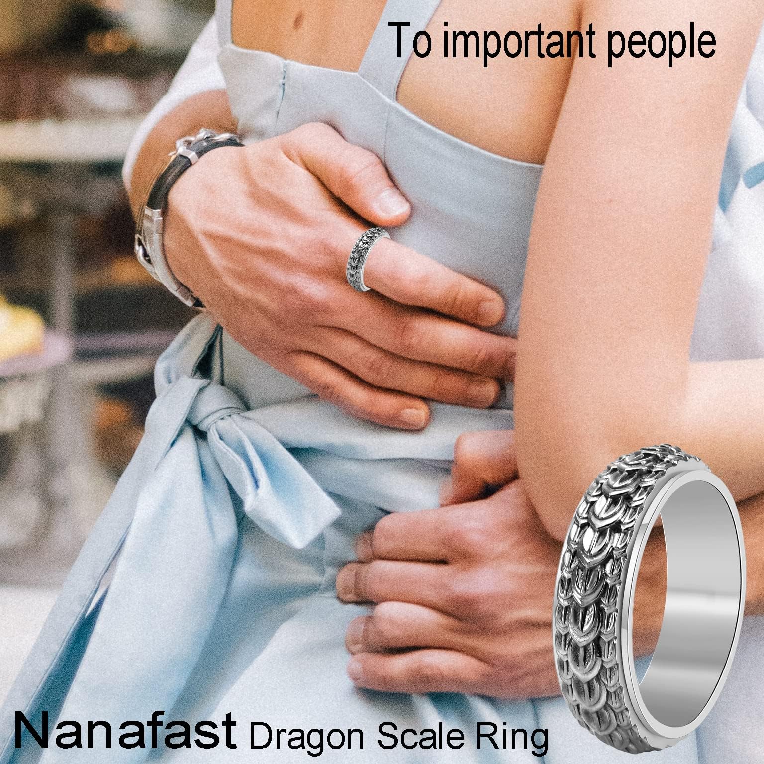 Snapklik.com : Dragon Scale Anxiety Ring For Men Cool Stainless Steel ...