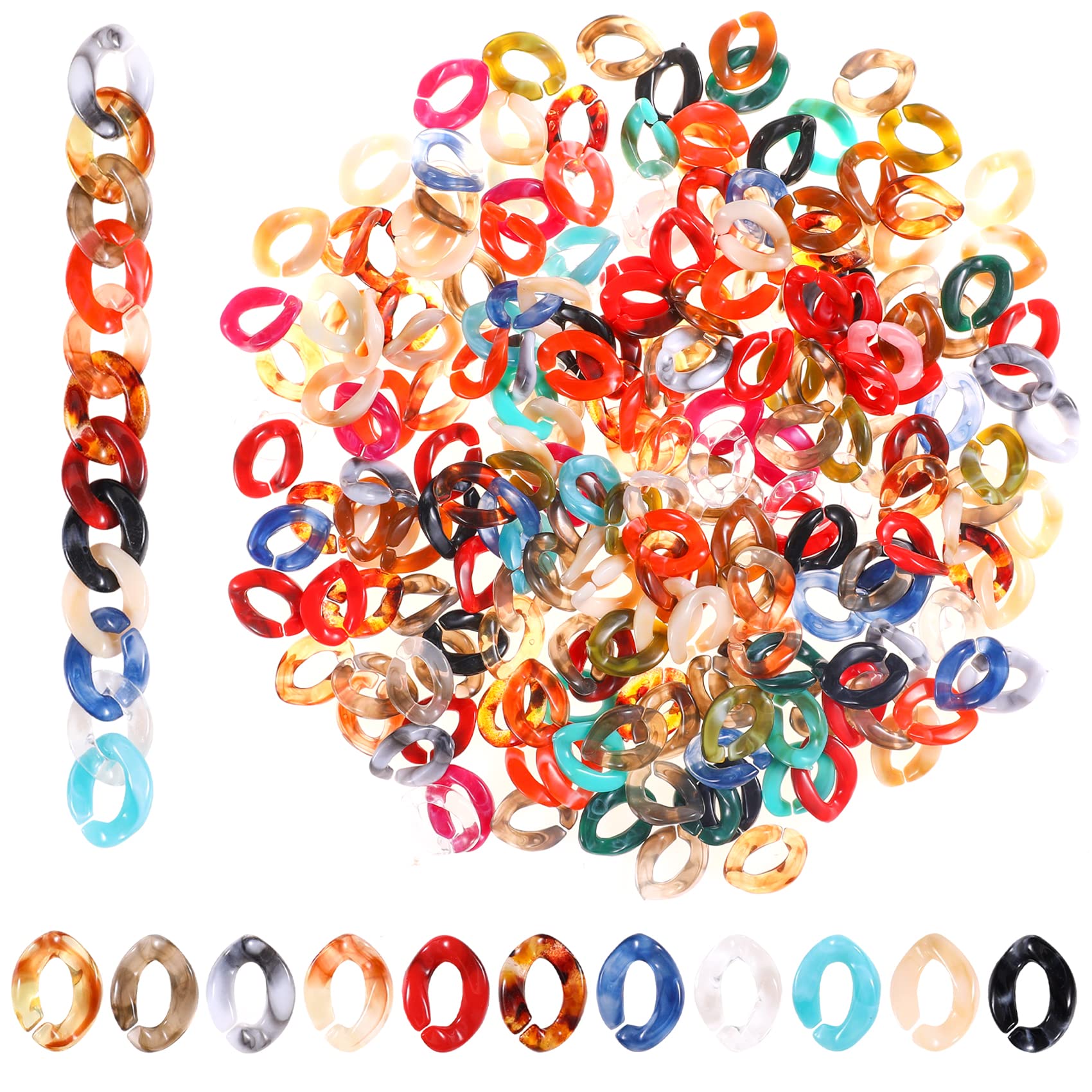 Amazon.com: QXUJI 200PCS Acrylic Linking Rings, Link Connectors ...
