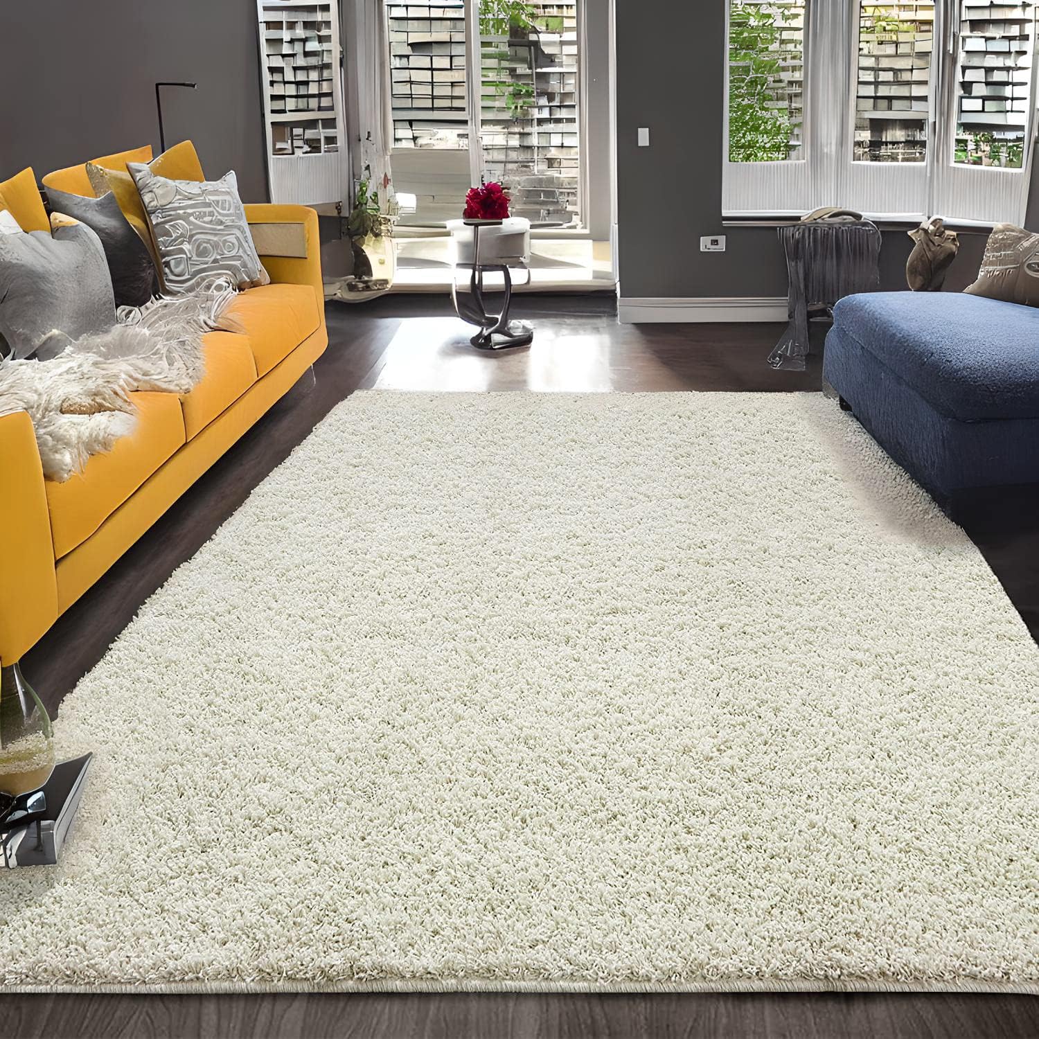 Amazon.com: COZYLOOM Solid Large Shag Area Rug 8x10 Ultra Soft Fluffy ...