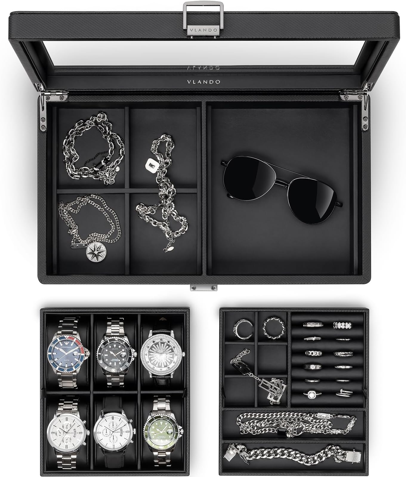 Amazon.com: BEWISHOME Mens Jewelry Box Organizer, Jewelry Box for Men ...