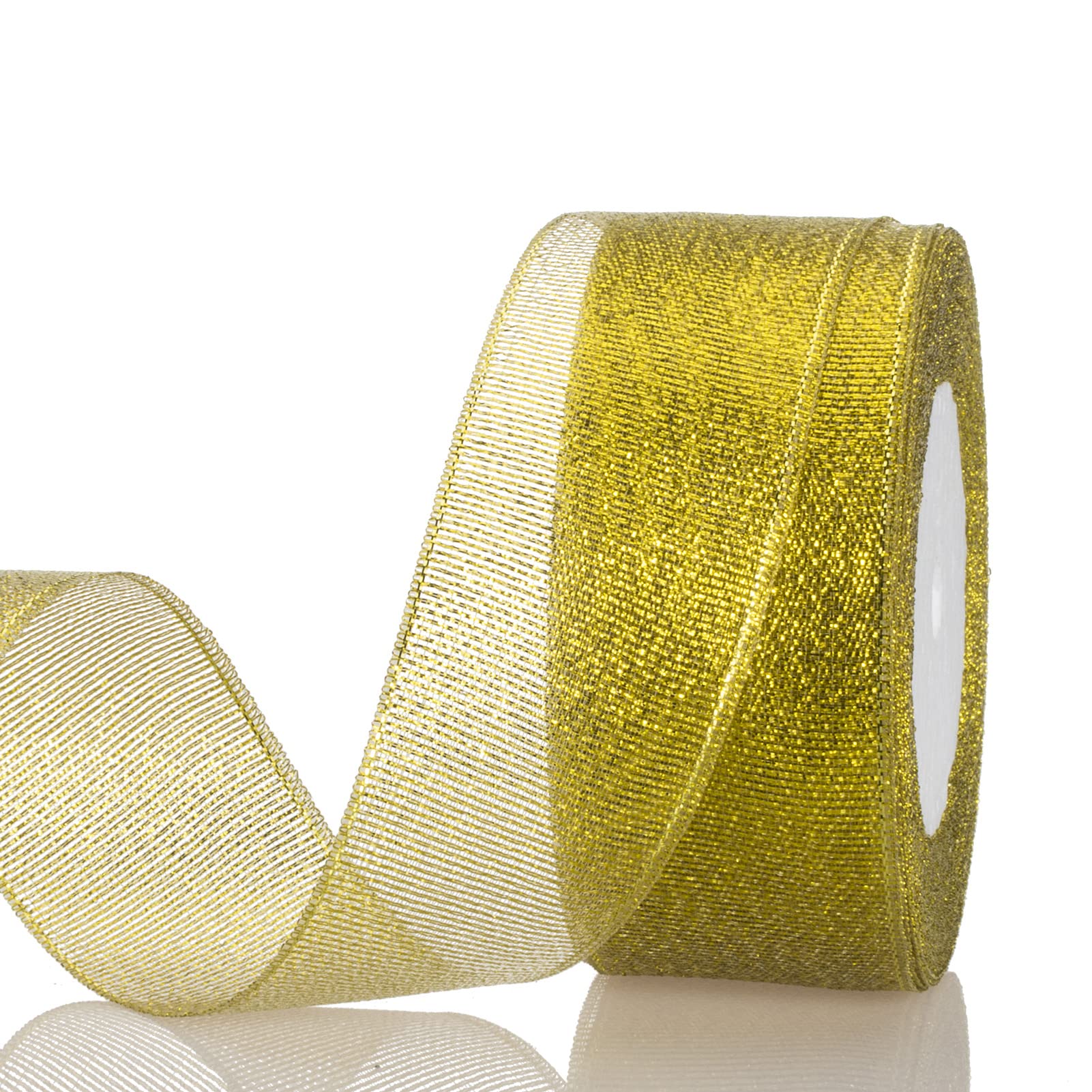 Amazon.com: YASEO 1 1/2 Inch Gold Glitter Ribbon, 25 Yards Sparkly ...