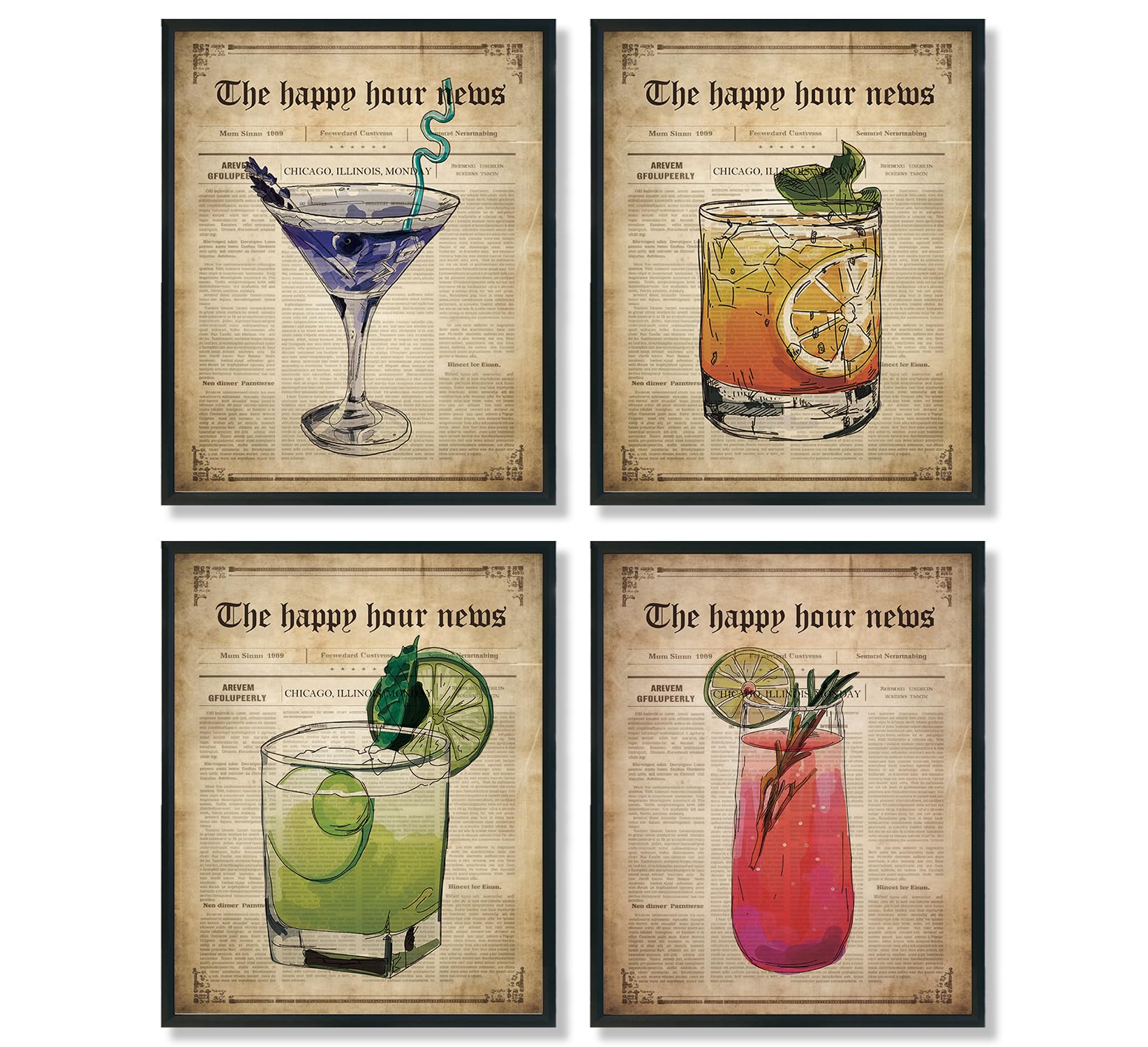 Amazon.com: ULEGIE Bar Wall Decor Bar Cart Decor, Vintage Cocktail ...