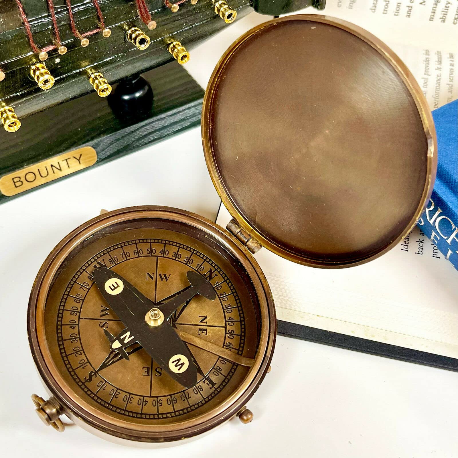 Vintage Brass Spitfire Compass W/Engraved Lid Camping Hiking Military ...