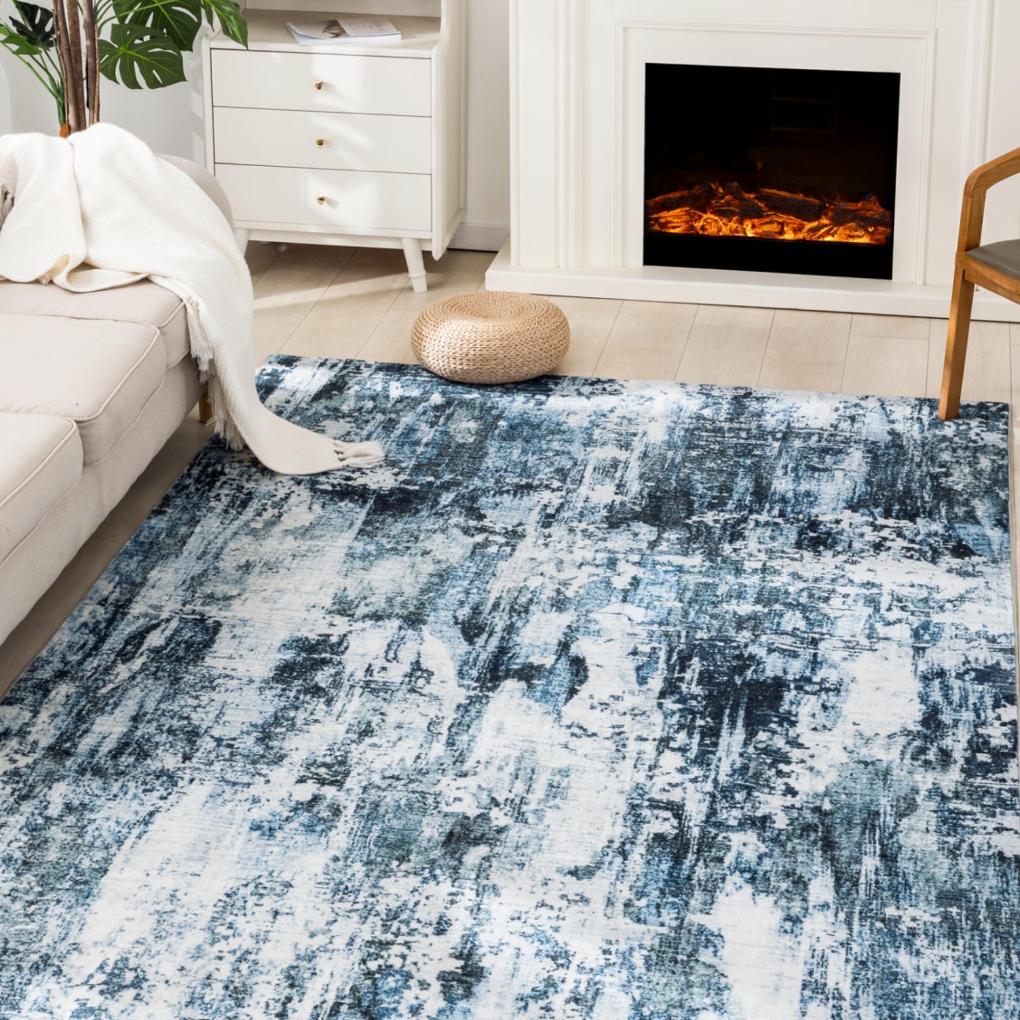 Amazon.com: Carvapet 8x10 Rug Large Washable Rug Dark Blue Rugs for ...