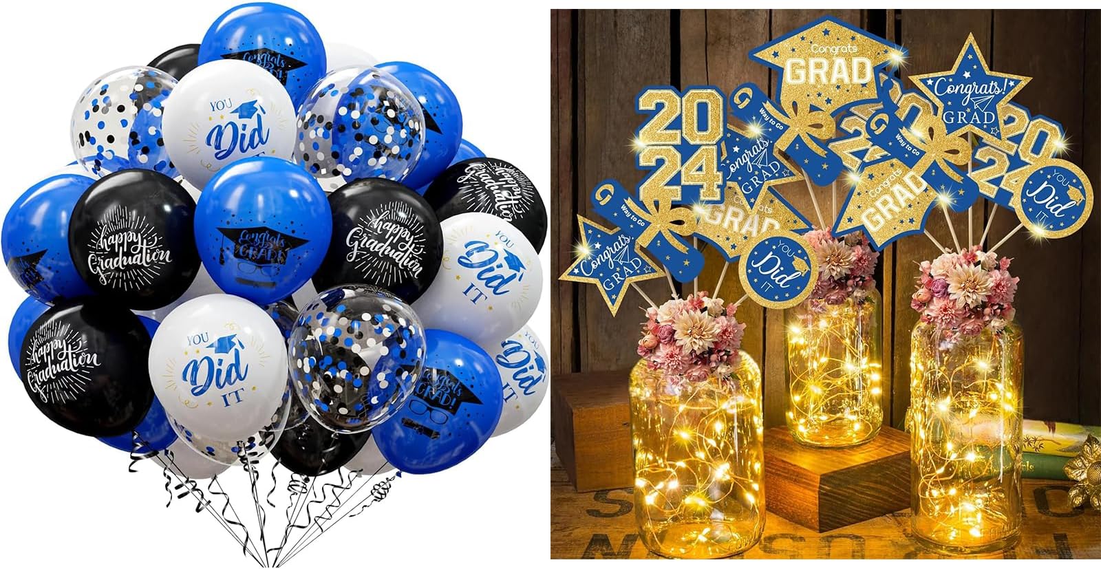 Amazon.com: Graduation Party Decorations including 12 Inch Black Blue ...