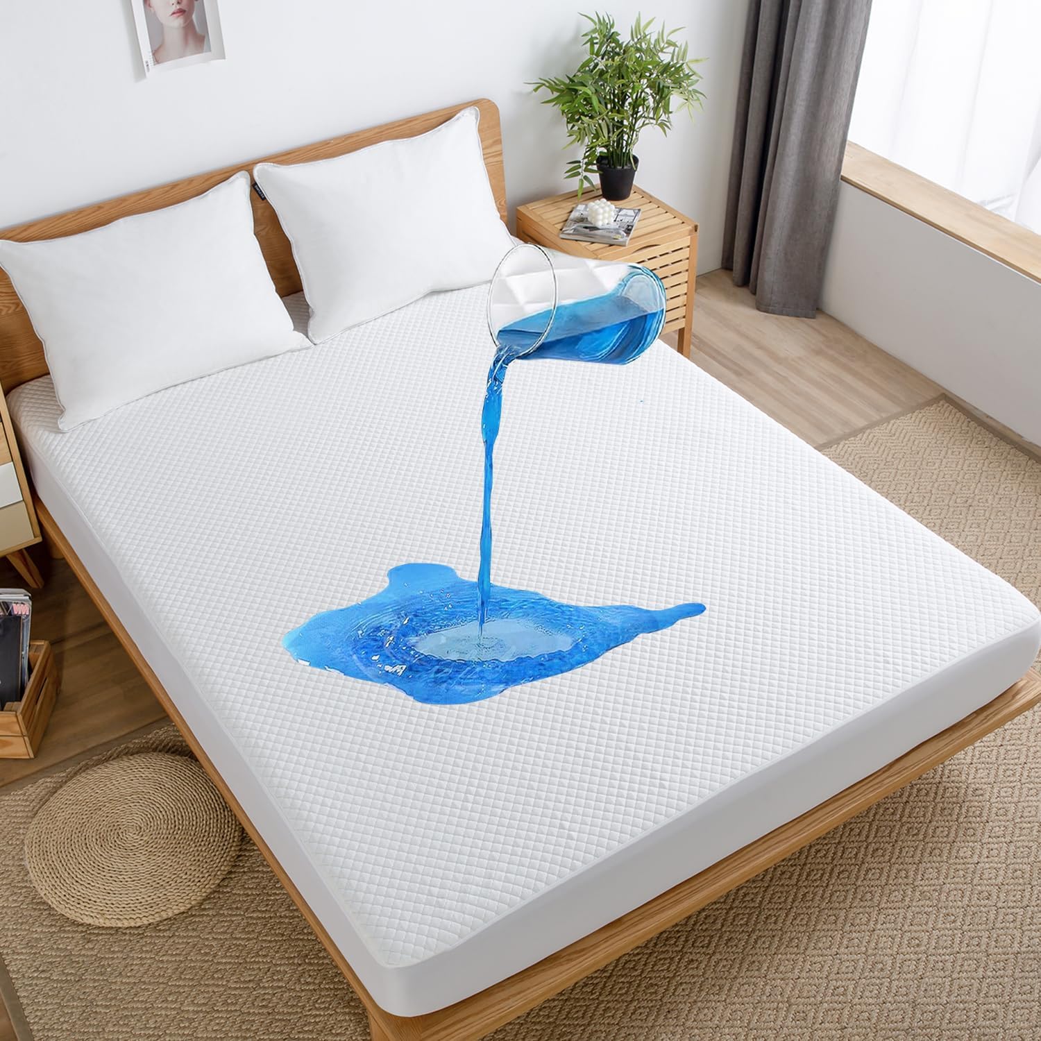 Amazon.com: 100% Waterproof Mattress Protector Full,290GSM Bamboo ...