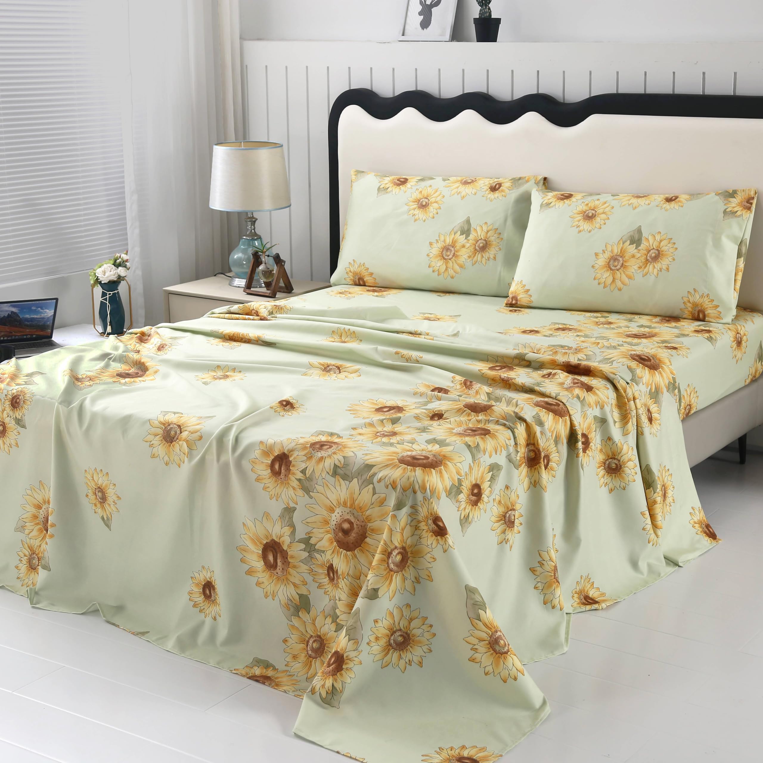 Amazon.com: SDIII 4PCS Sunflower Sheets Queen for Kids Boys Girls and ...