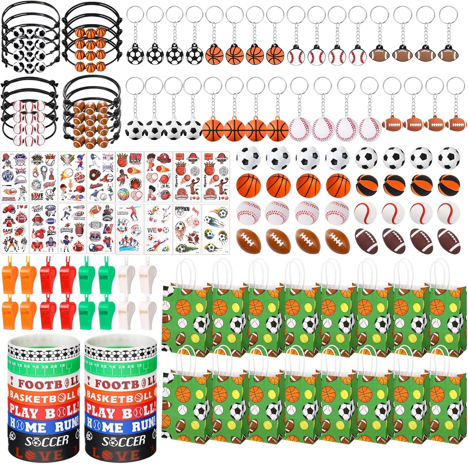 Amazon.com: 144 Pcs Sport Party Favors, Baseball Basketball Soccer ...