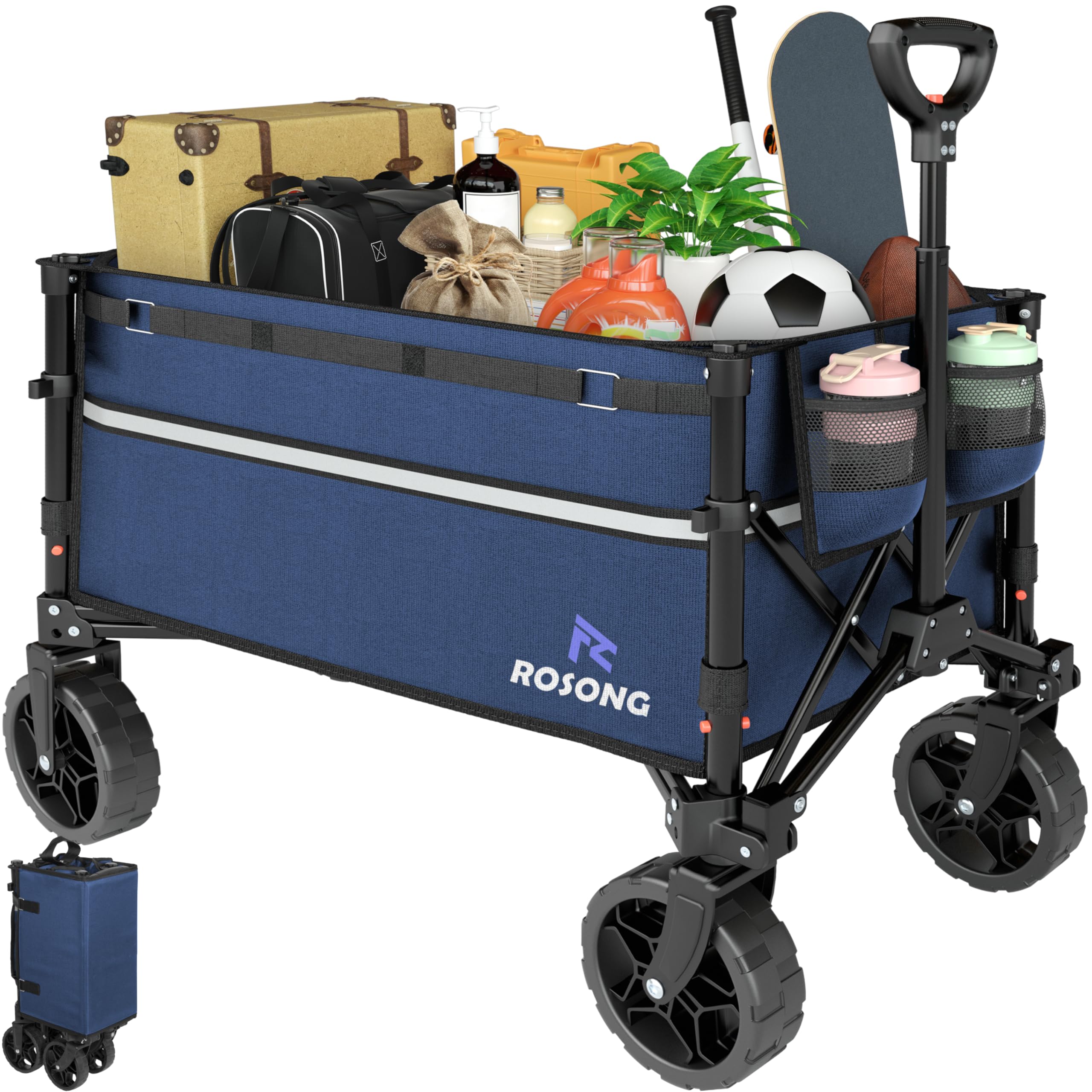 Amazon.com : ROSONG Collapsible Wagon Cart with Wheels Foldable ...
