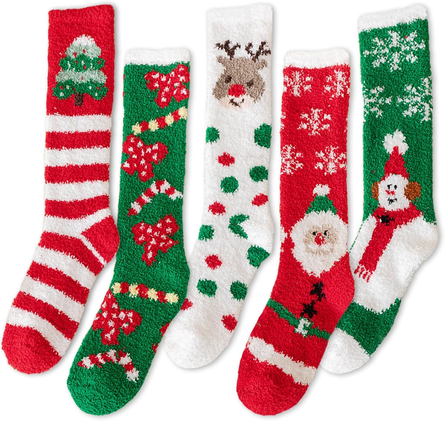 Christmas Stockings, 5pairs Christmas High Long Stockings Christmas ...