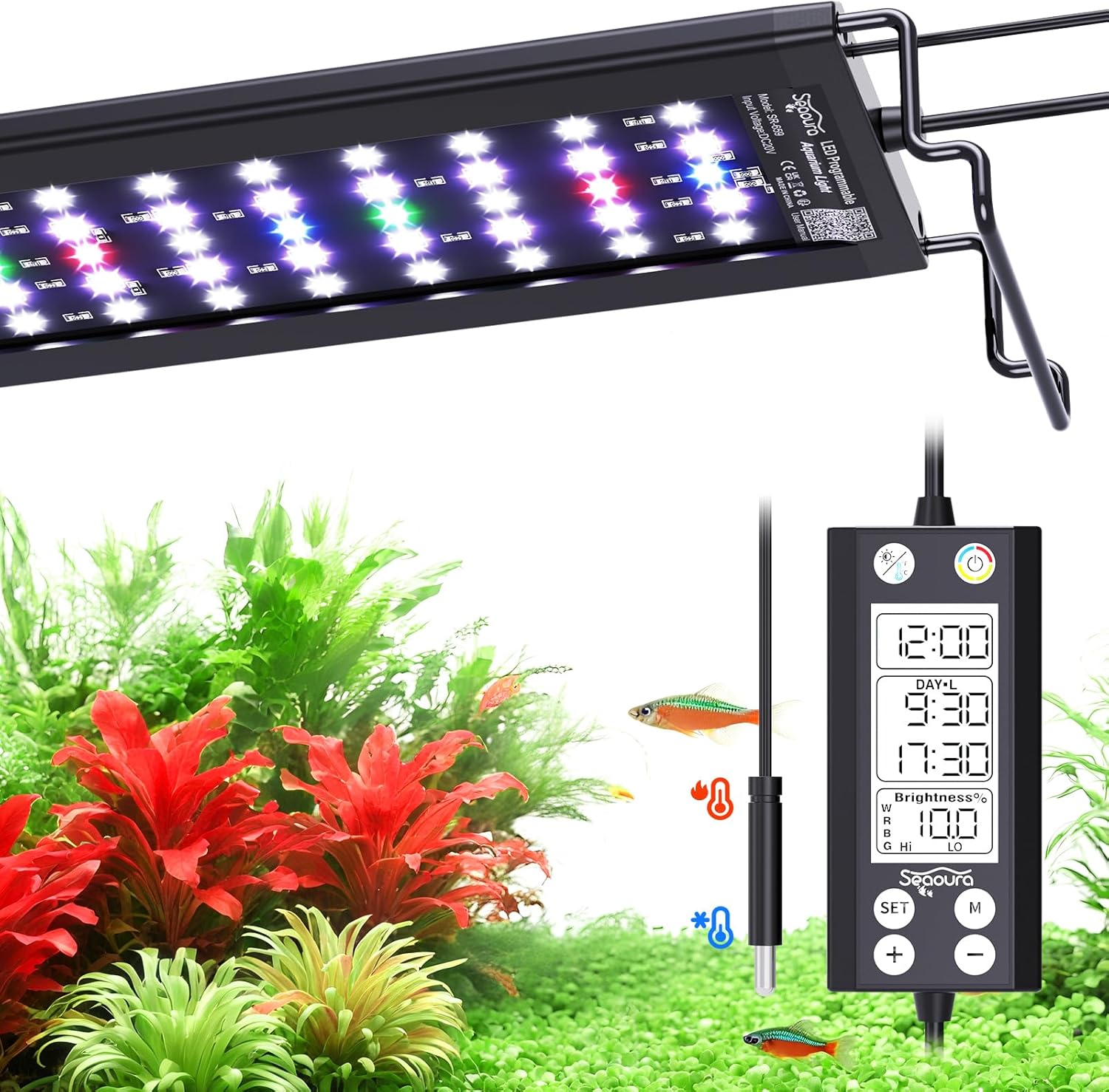 LED Aquarium Light, 12-18in Full Spectrum Lights for Fish Tank with ...