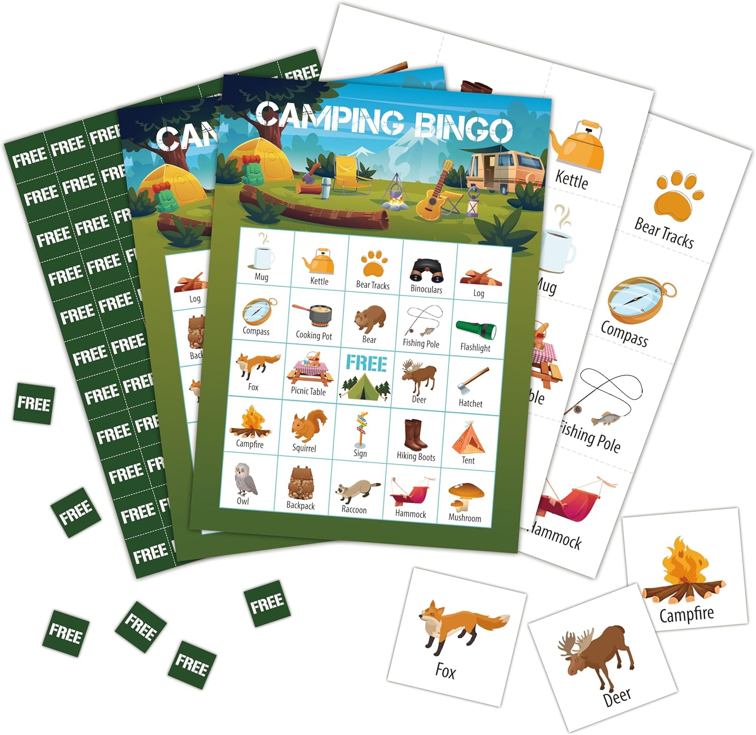 Amazon.com: Foosproea Camping Bingo Cards, Camp Bingo Games for 24 ...