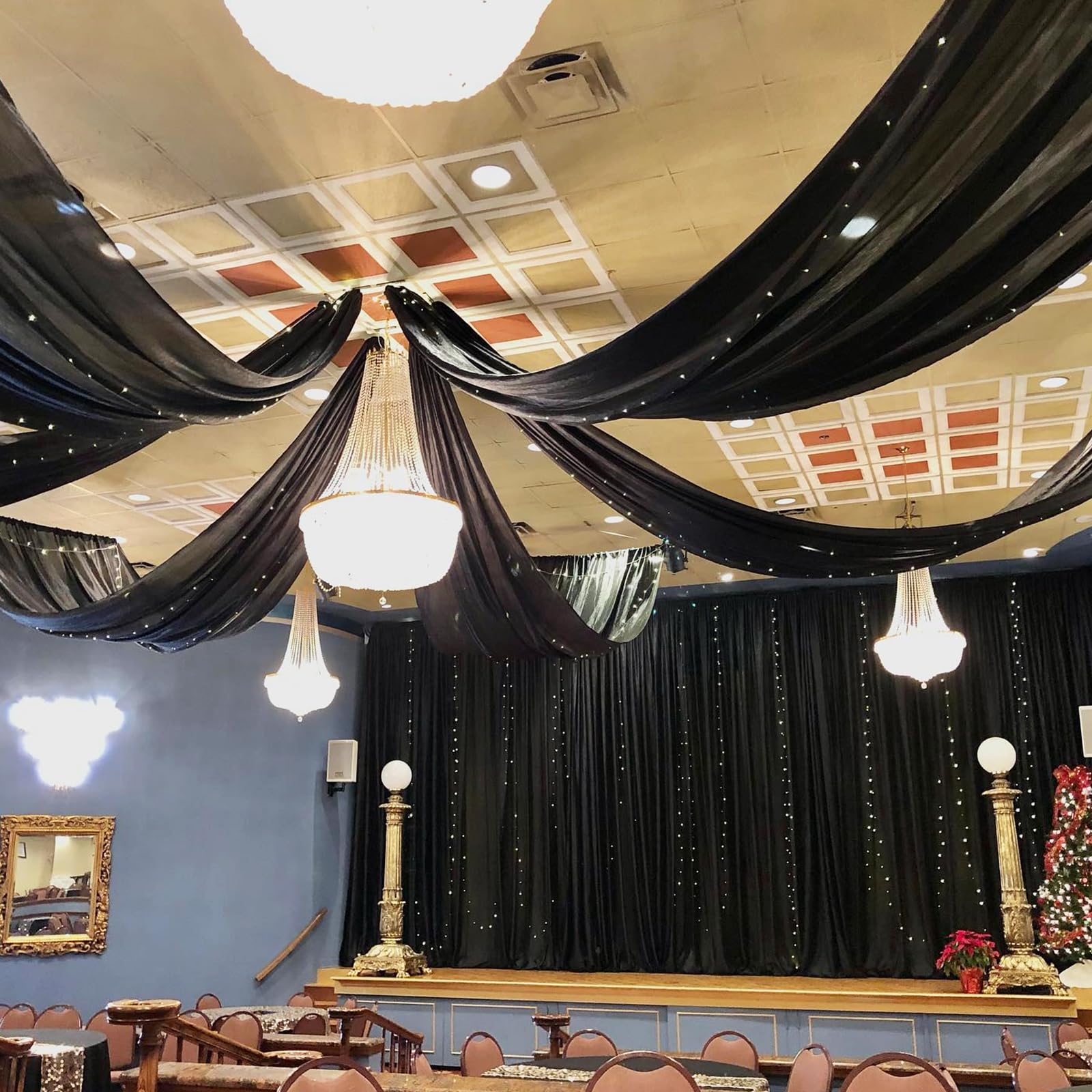 Wedding Ceiling Draping 2 Panels 5ft x20ft Black Wedding Ceiling Drapes ...