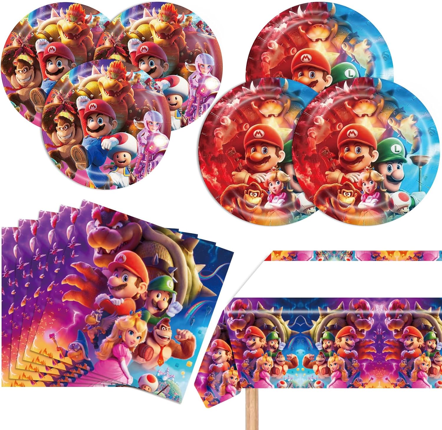 Amazon.com: Mario Birthday Party Supplies, 20 Plates, 20 Napkins and 1 ...