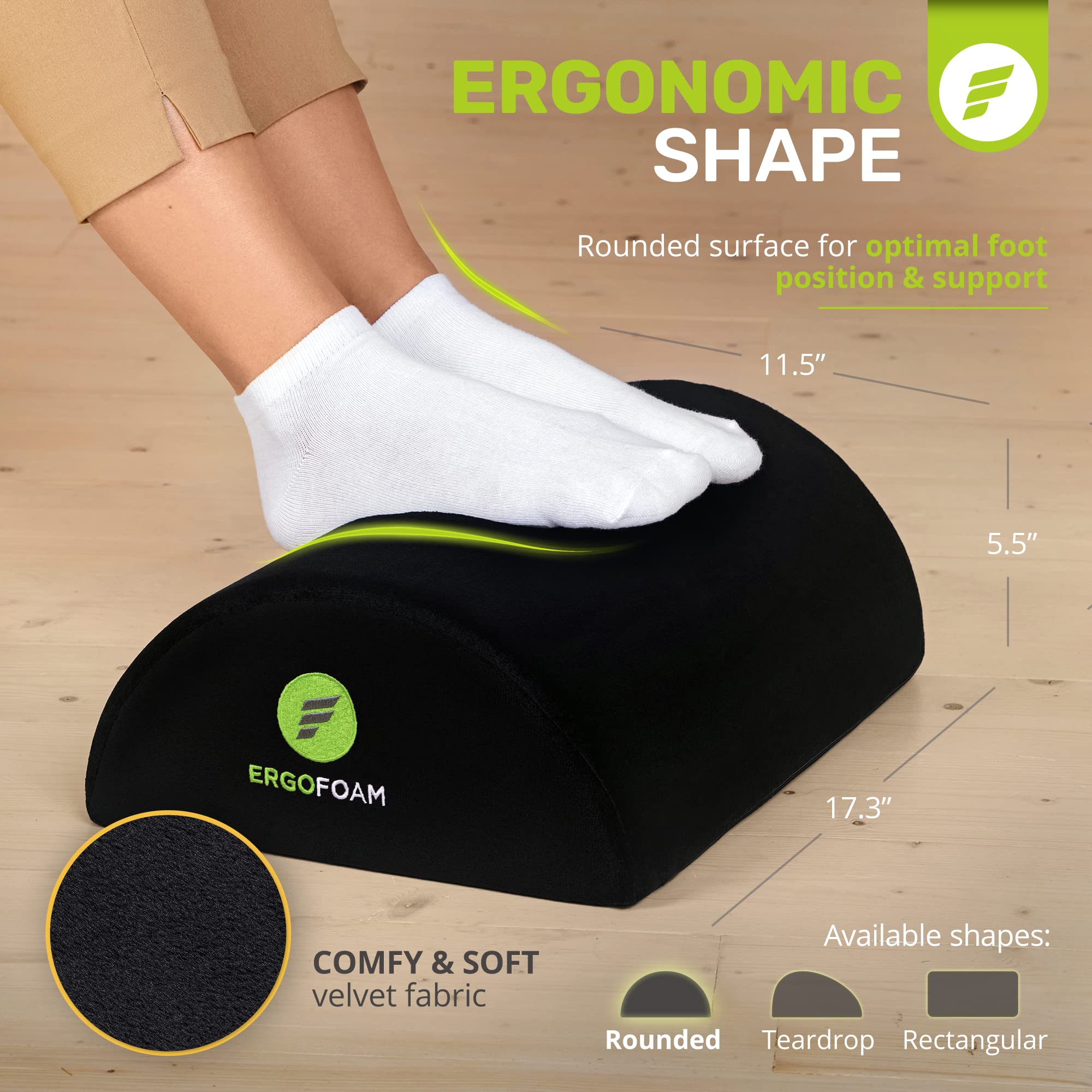 Snapklik.com : ErgoFoam Tall Foot Rest Premium Velvet Large Soft Foam ...