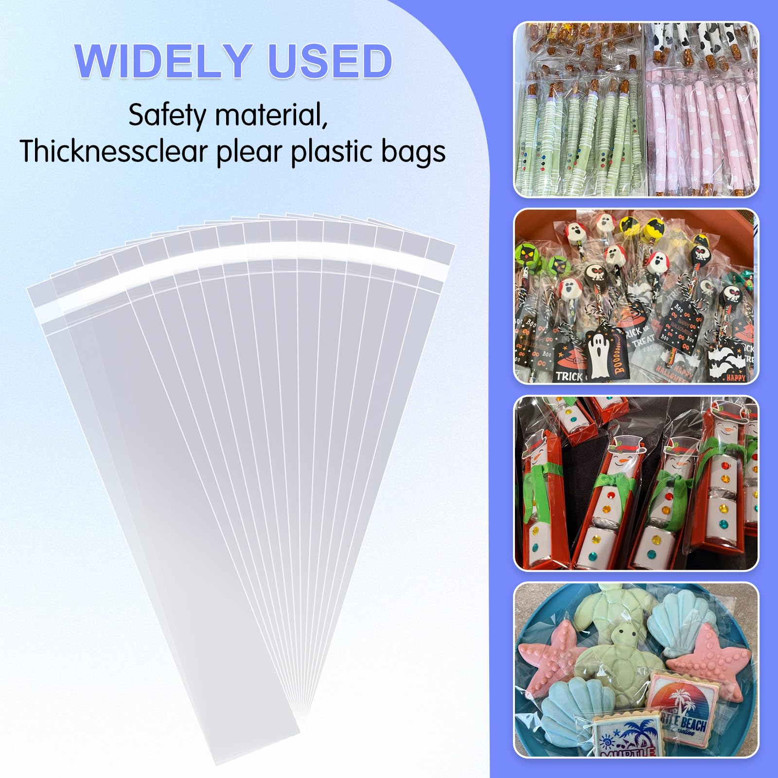 Snapklik.com : Long Self Adhesive Cellophane Bags 2x8" 200 Pcs Clear ...