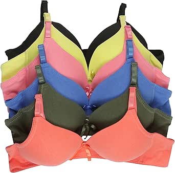 ToBeInStyle Women's Pack of 6 Bright Assortment Wire-Free Lightly ...