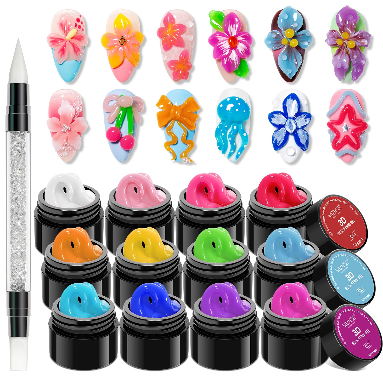 Snapklik.com : MIZHSE 12 Colors 3D Nail Gel Set, Non-Sticky Sculpting ...