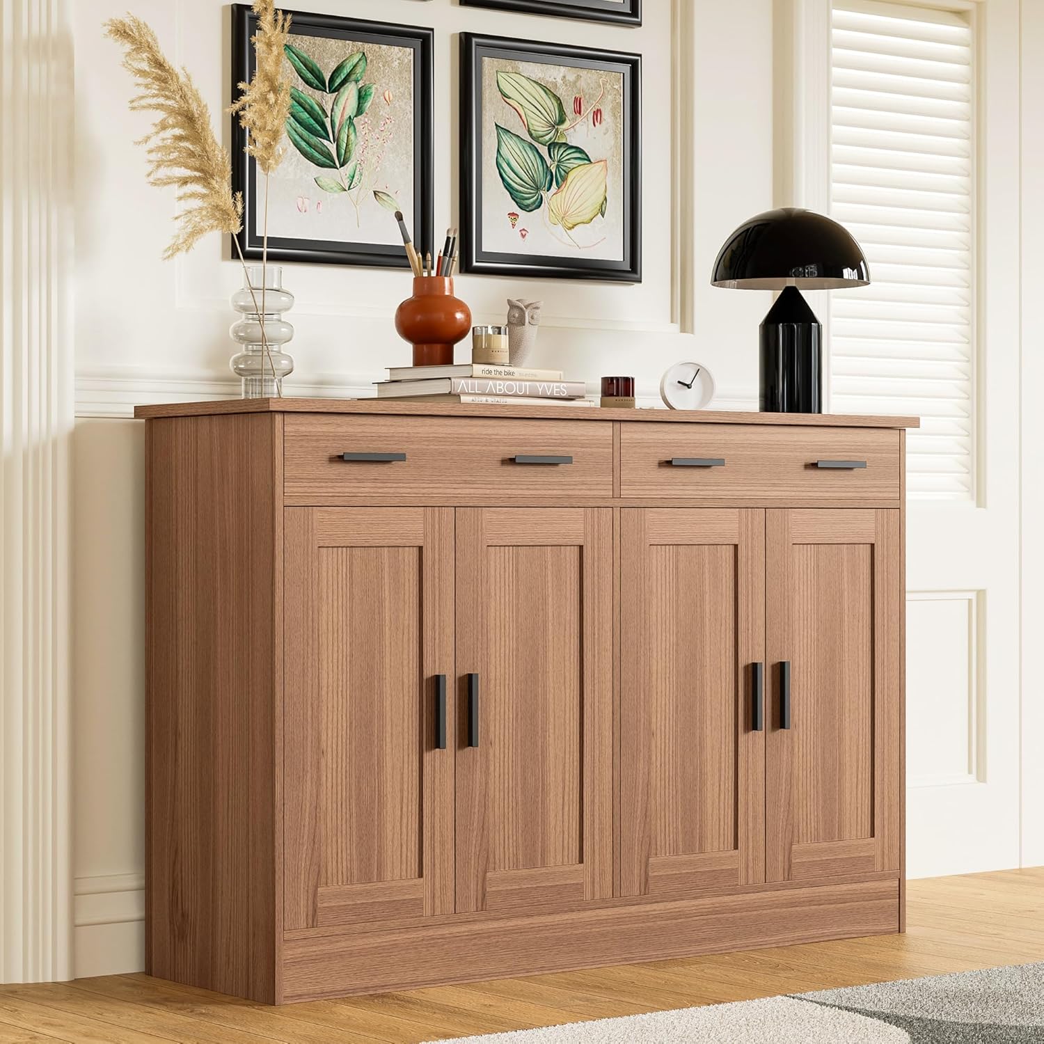 Amazon.com - Anystyle Brown Buffet Cabinet, Coffee Bar Cabinet with 2 ...