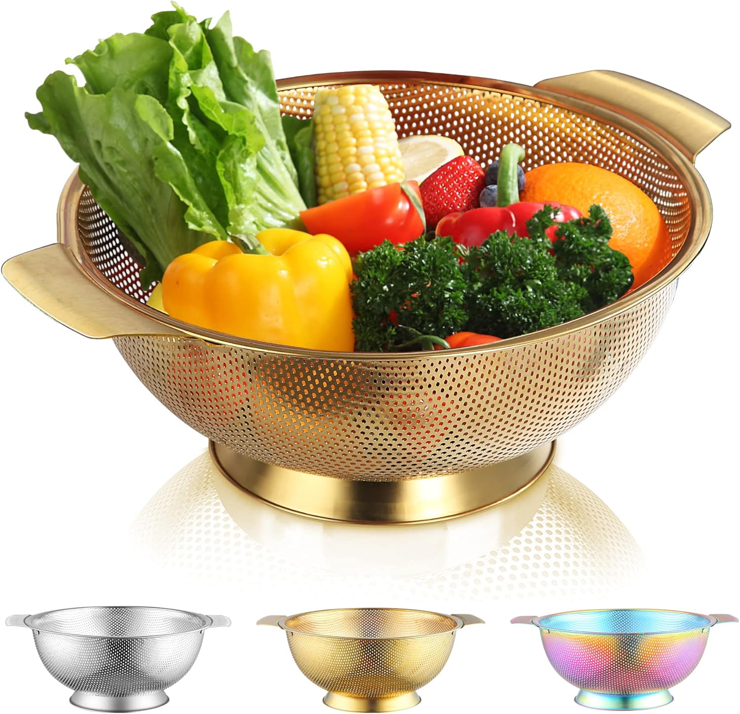 Kyraton Gold Colander 28.5cm, Professional Titanium Gold Plating ...