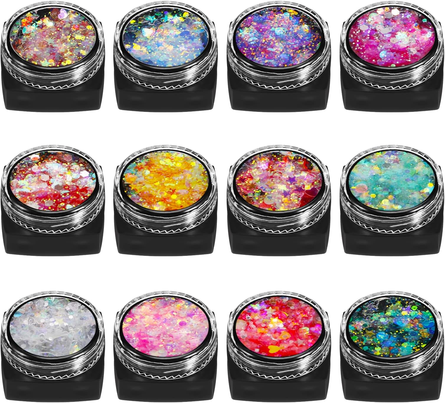 12 Colors Face Glitter, Holographic Festival Glitter Hair Glitter with ...