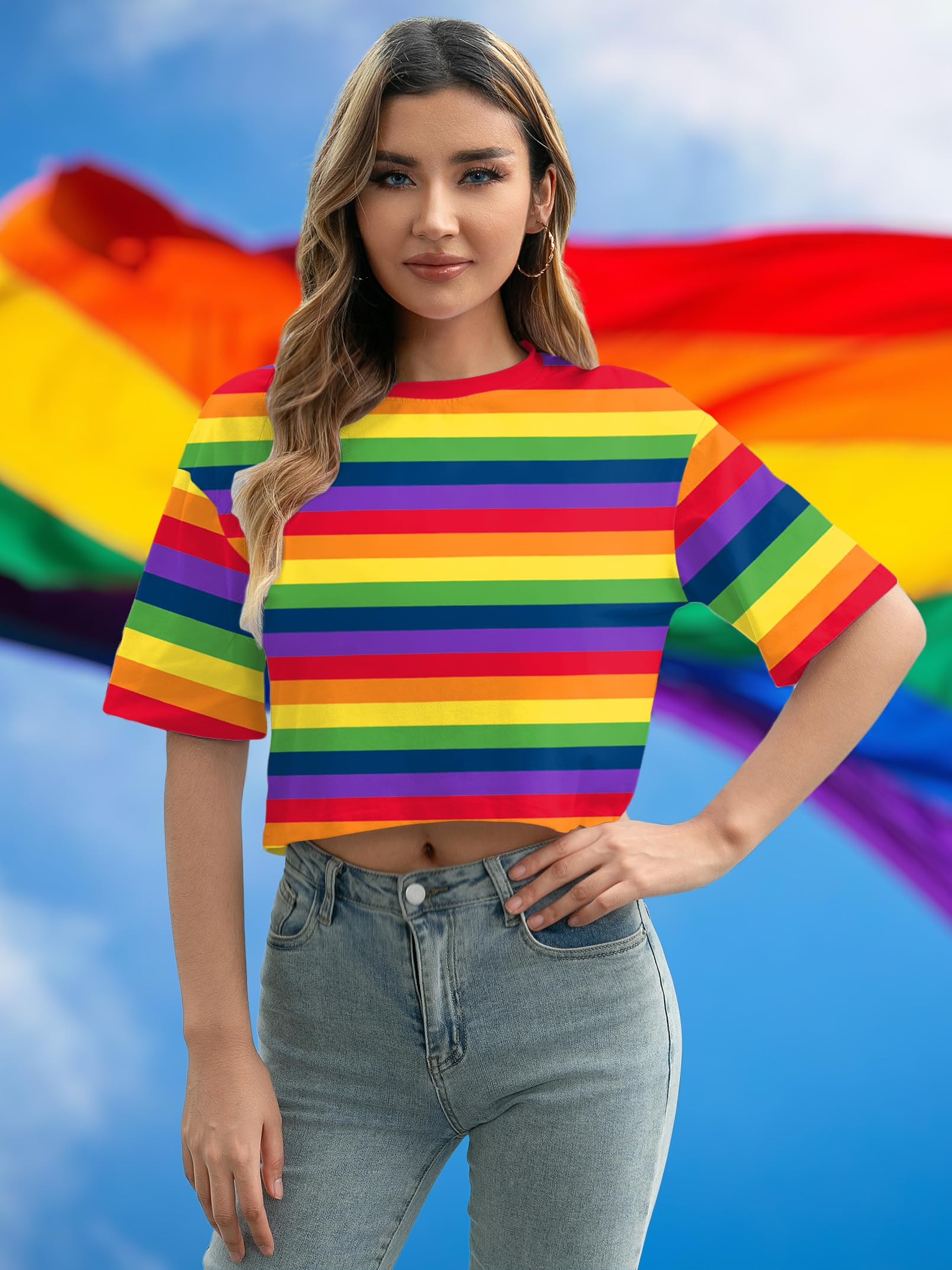 Snapklik.com : Pride Shirts For Women LGBT Rainbow Crop Tops Striped ...