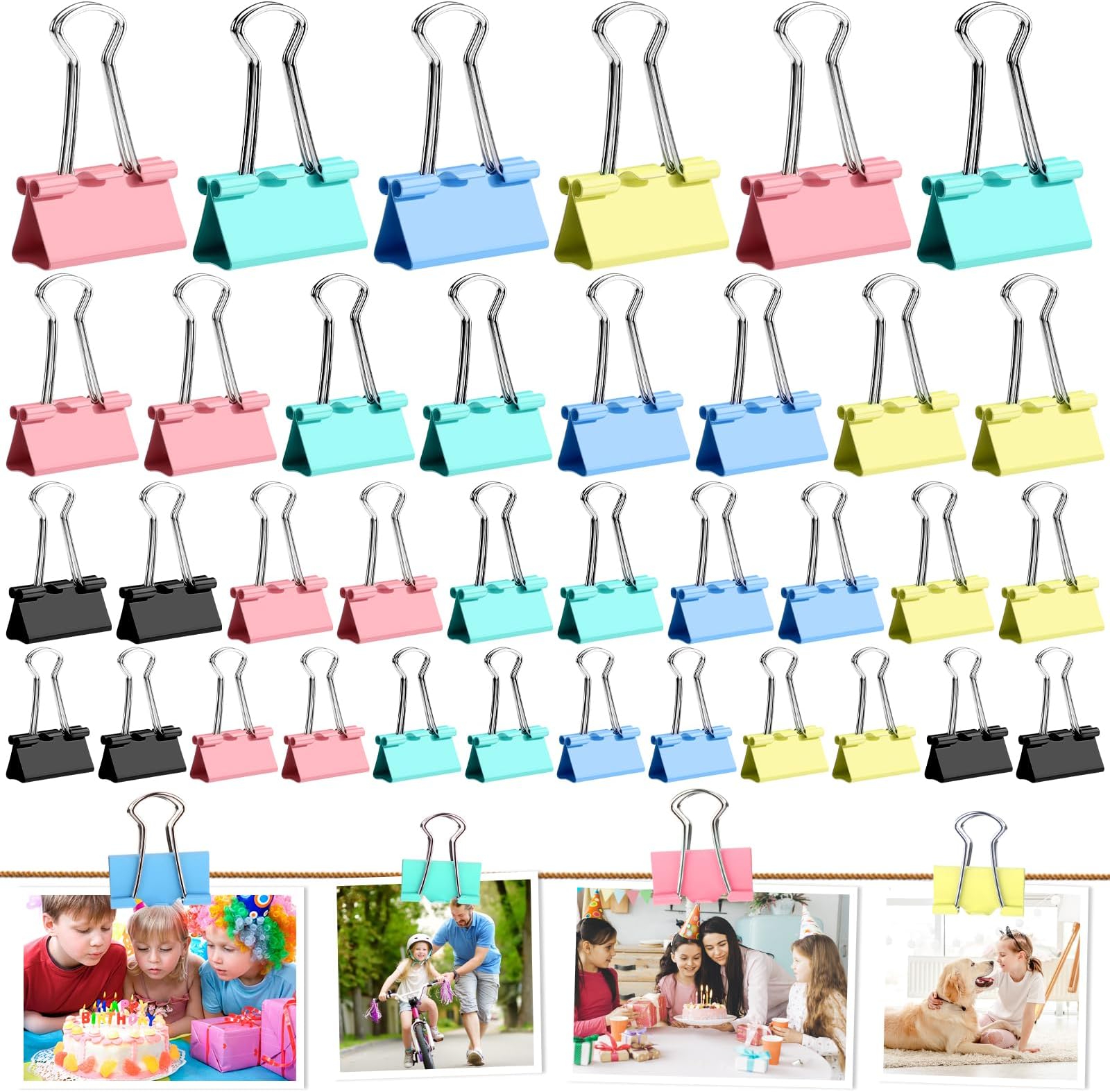 180 Piezas Foldback Clips 15mm Binder Clips Pinzas Papel Colores Clips ...