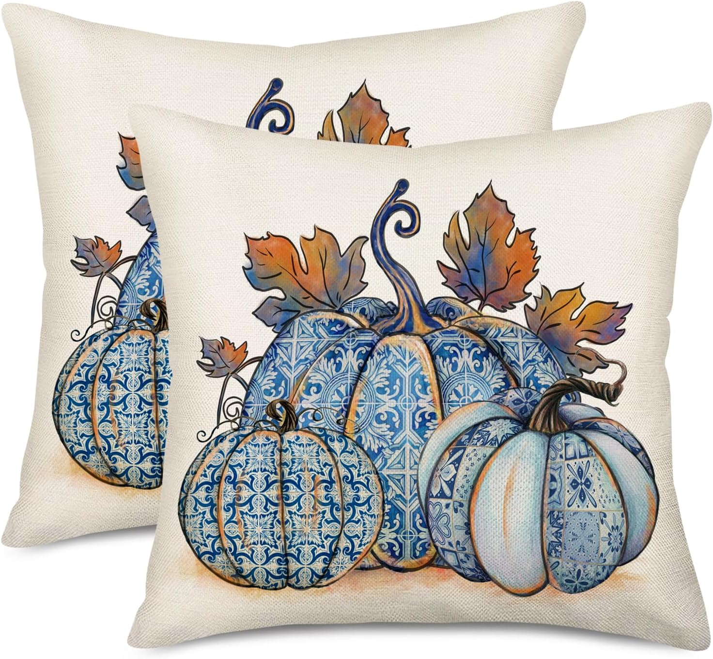 Amazon.com: Easternproject Vintage Fall Pumpkin Pillow Covers 18x18 ...