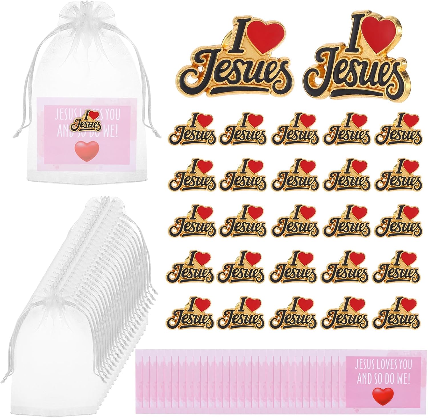 Amazon.com: 25 Sets I Love Jesus Religious Pin with Jesus Loves You ...