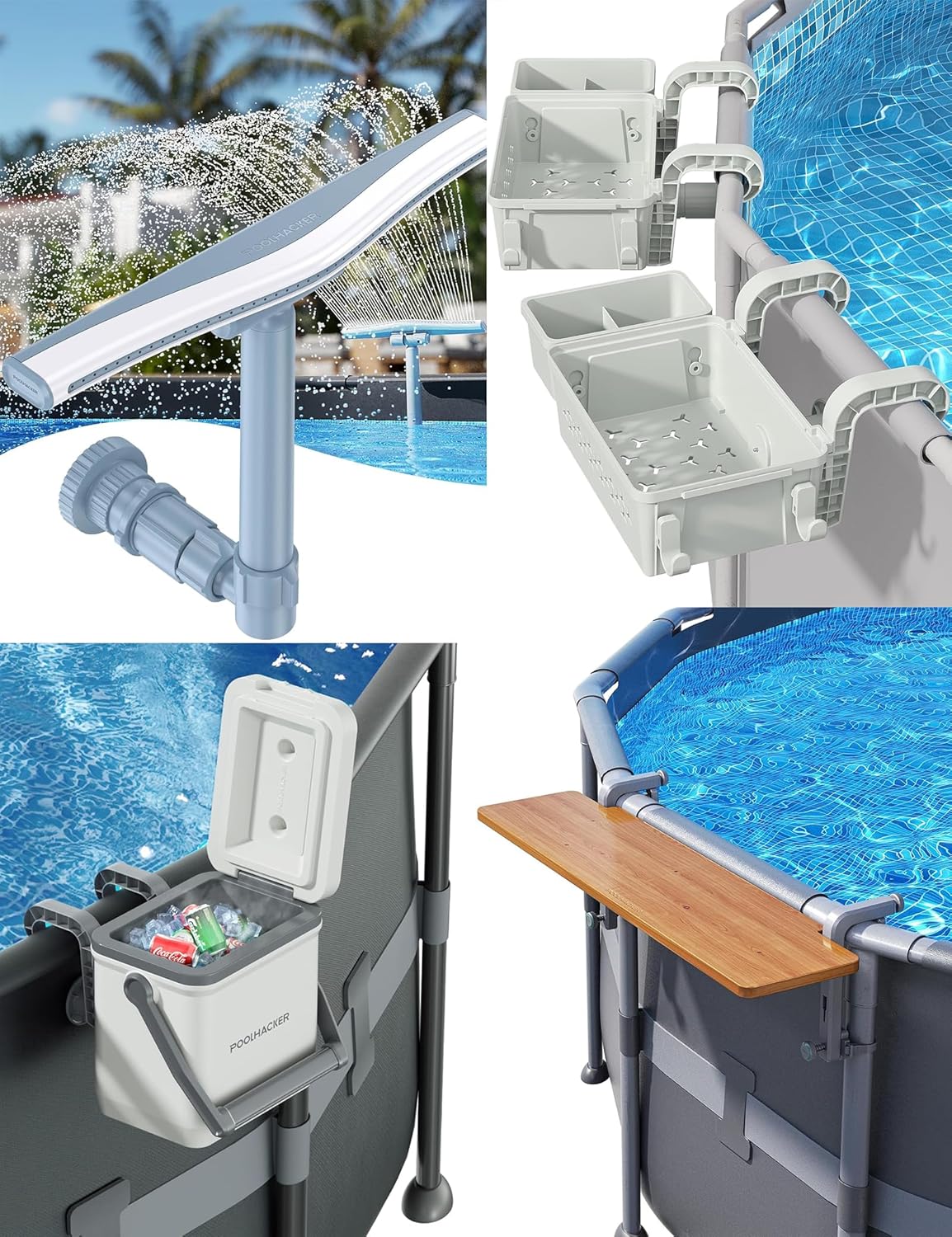 Amazon.com: POOLHACKER 2 Sets Poolside Storage Basket & Pool Fountains ...