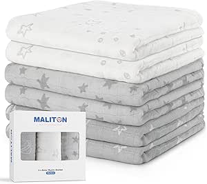 Amazon.com: Maliton Baby Muslin Cloths, 6 Pcs 70x70cm - Soft, Absorbent ...