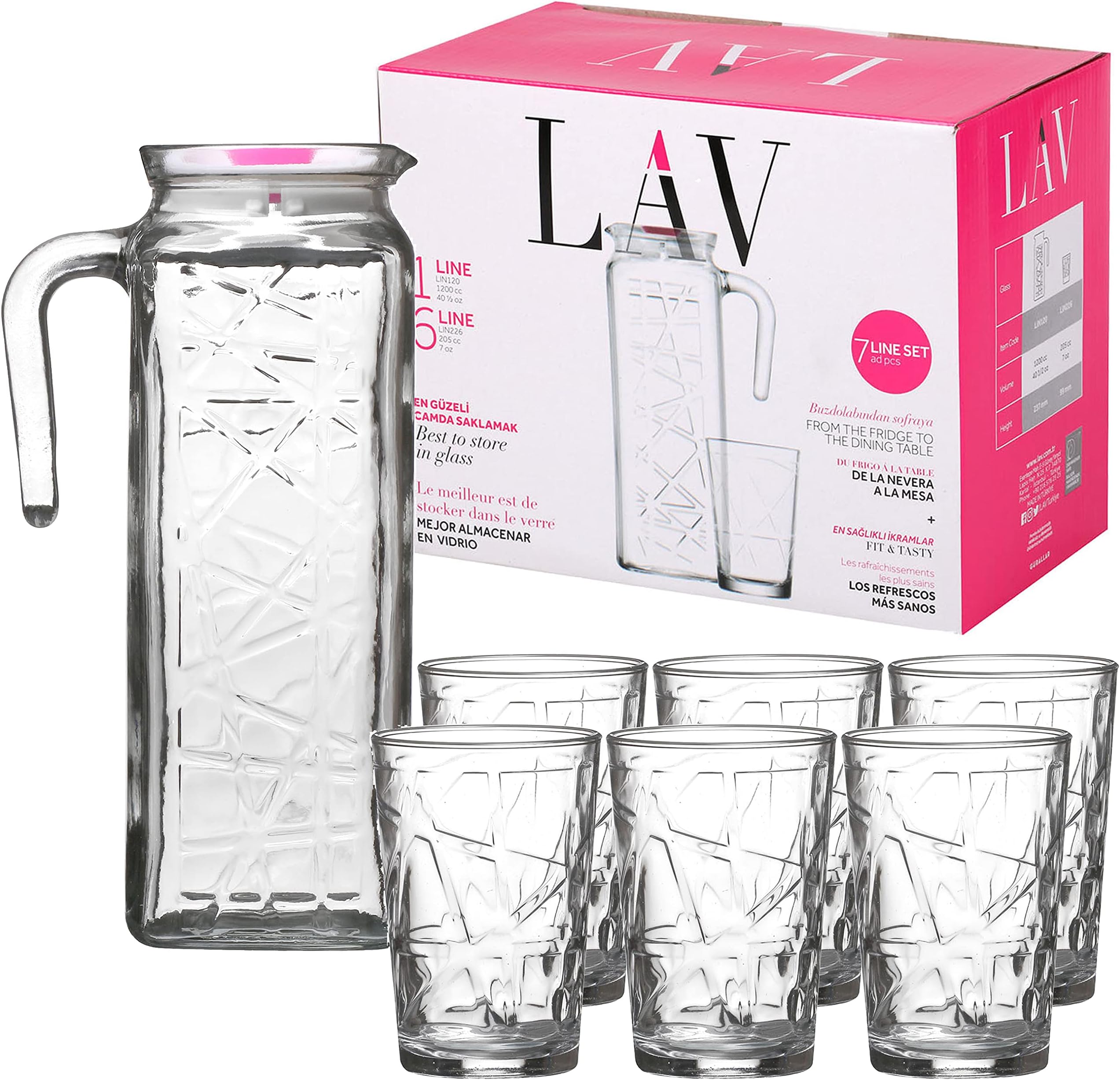 Muldale Plastic Jug with Lid and Tumbler Set - Acrylic Jug and Glasses ...