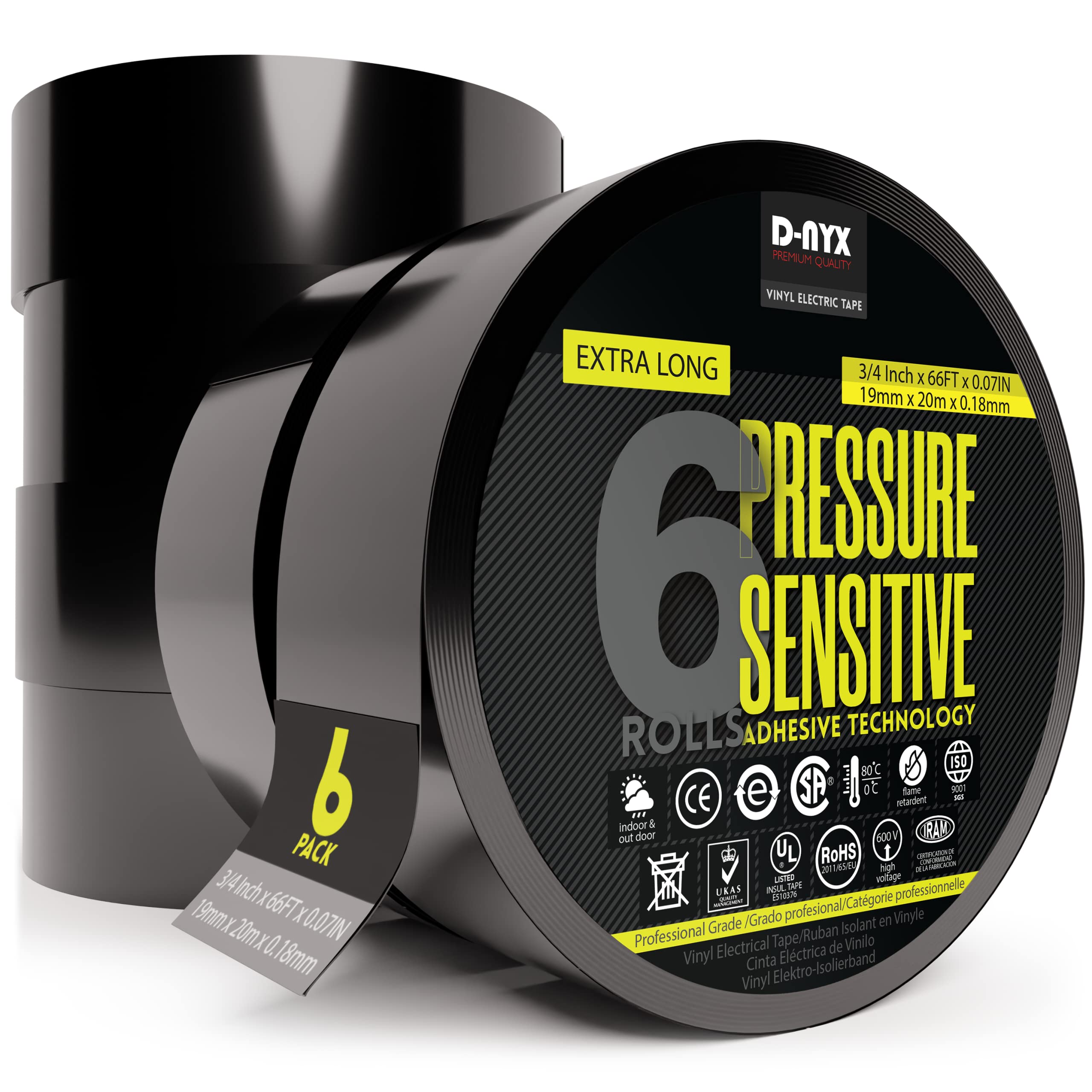 Snapklik.com : 6 PACK Vinyl Electrical Tape EXTRA LONG Rolls Waterproof ...