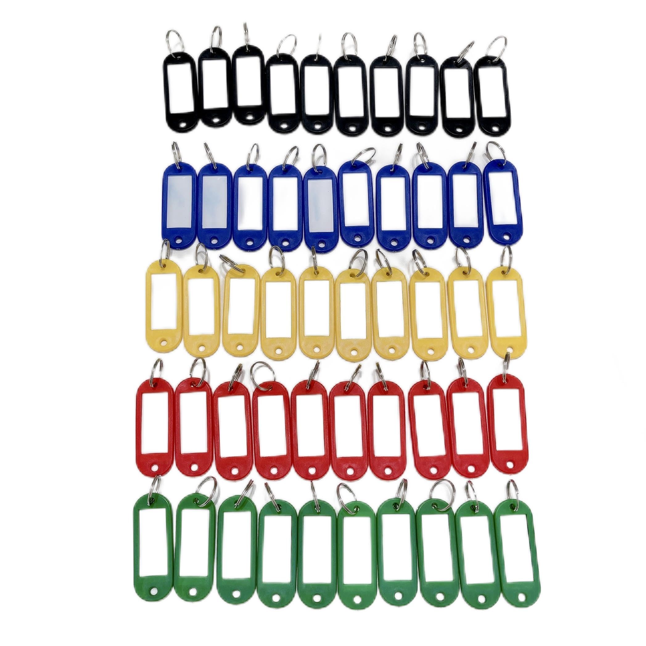 50pcs Key Tags, Plastic Keyring Tags with Ring 5 Colours ID Label Tag ...