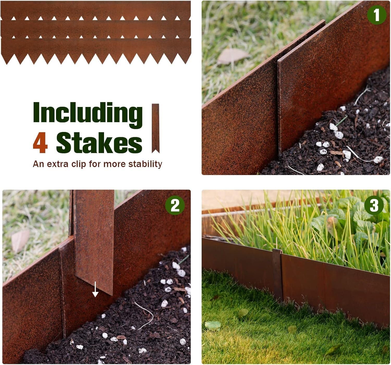 Snapklik.com : Worth Garden 3 Pack Cor-Ten Steel Landscape Edging w ...
