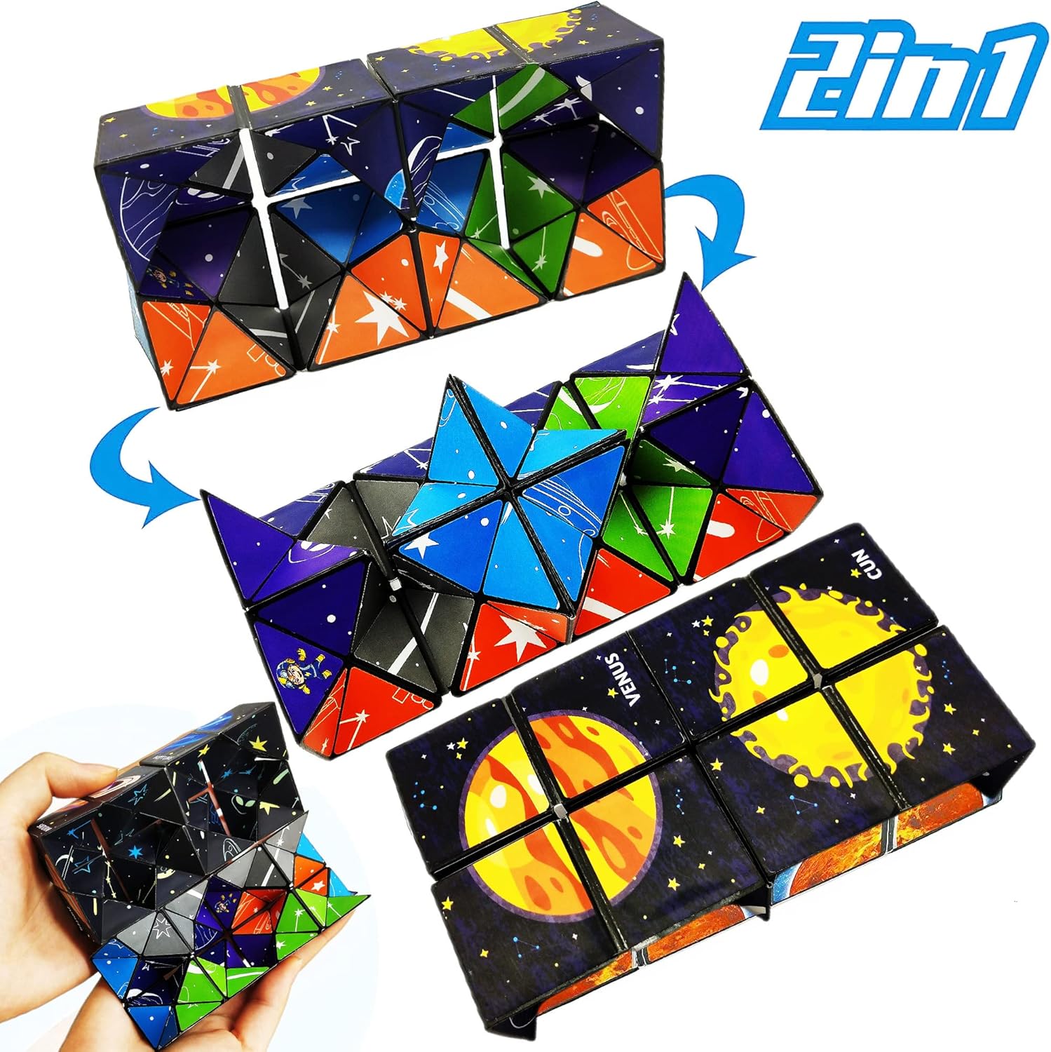 Steemjoey Star Cube Magic Cube 2 in 1 Set, Cube Infinity Cube Magic 3D ...